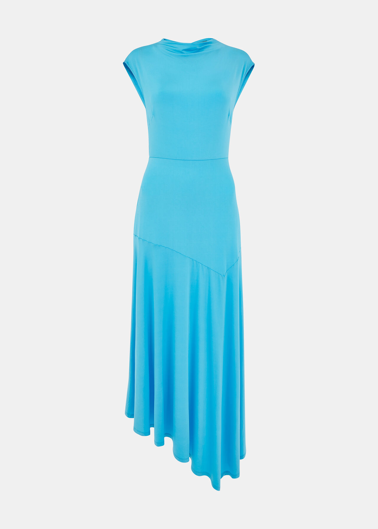Turquoise Iris Asymmetric Jersey Dress | WHISTLES | Whistles US