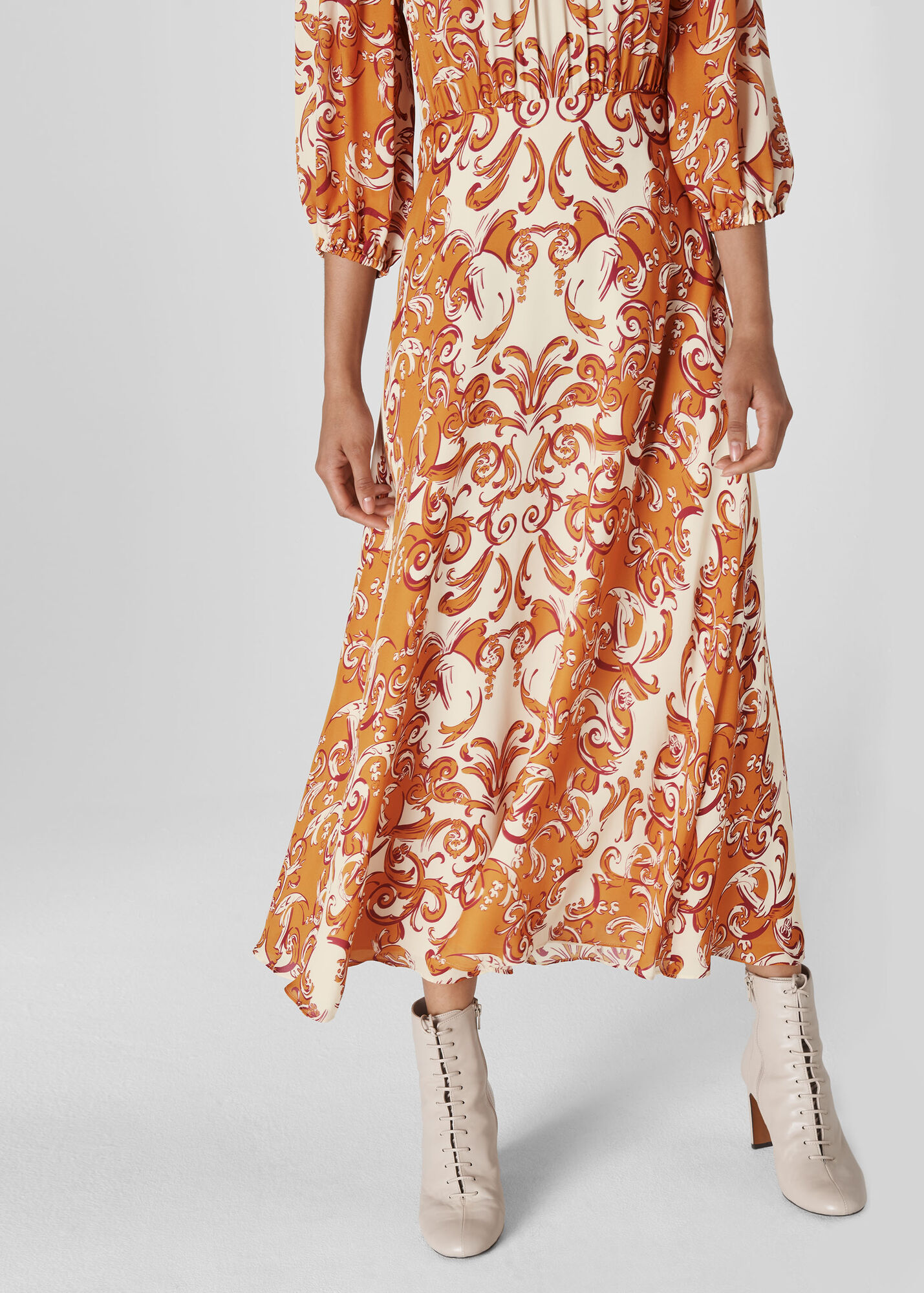 Yellow/Multi Vivian Print Silk Dress | WHISTLES