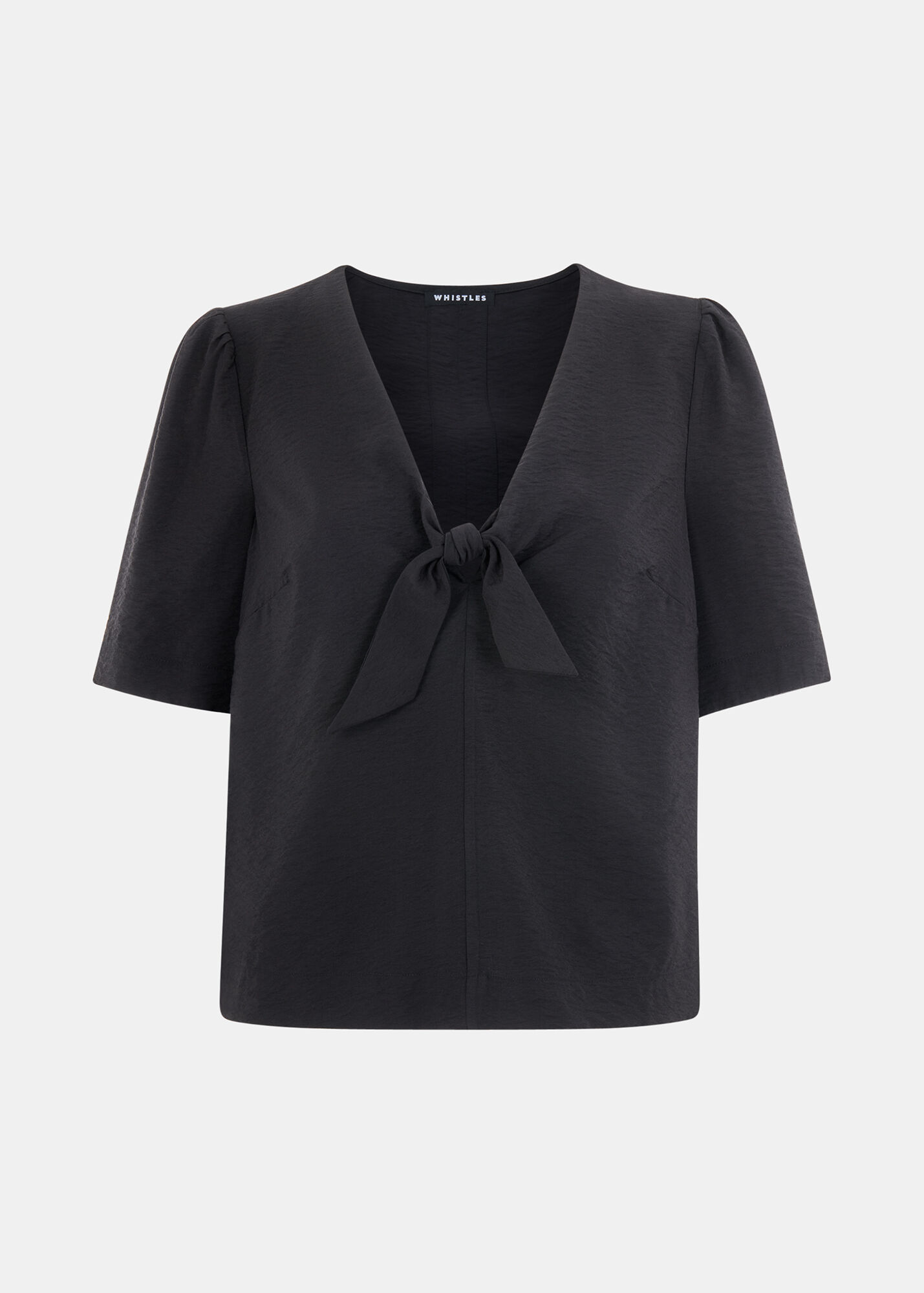 Black Nicola Bow Front Top | WHISTLES | Whistles UK