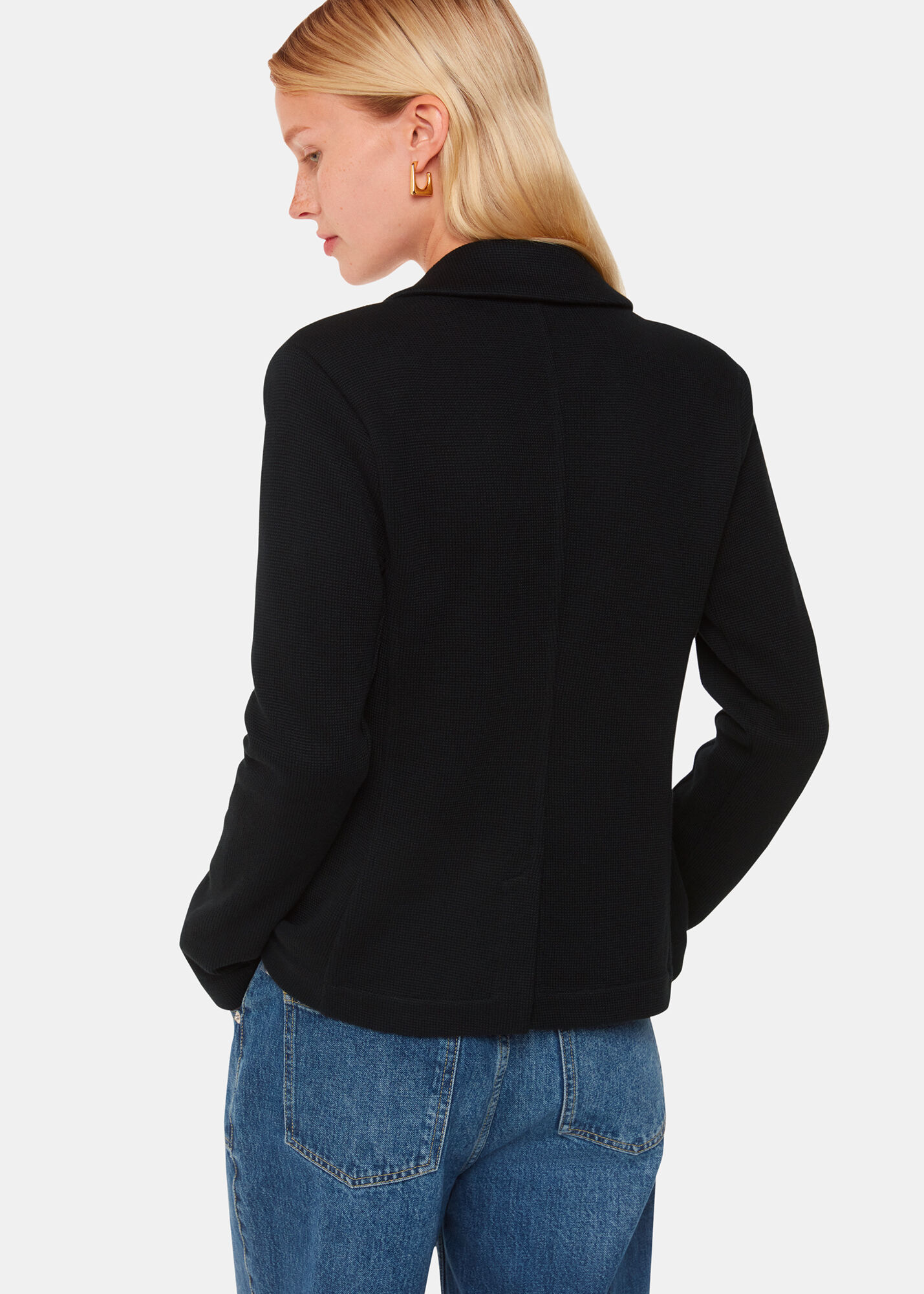 Black Slim-Fit Jersey Jacket | Whistles | Whistles US