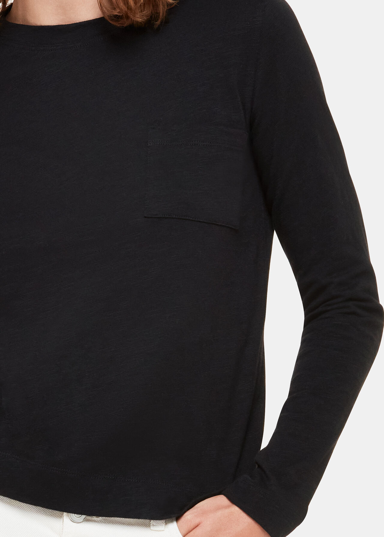 Black Crew Neck Pocket Top | WHISTLES