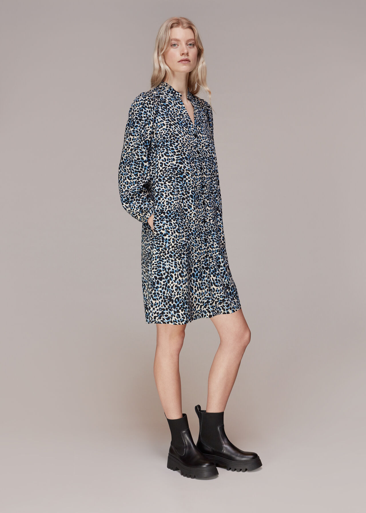 Multicolour Eva Abstract Cheetah Dress | WHISTLES | Whistles AU