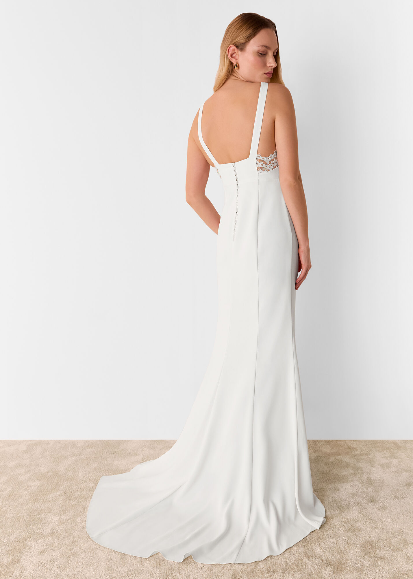 Elegant High Neck Wedding Dress with Lace Inserts | Order at Whistles ...