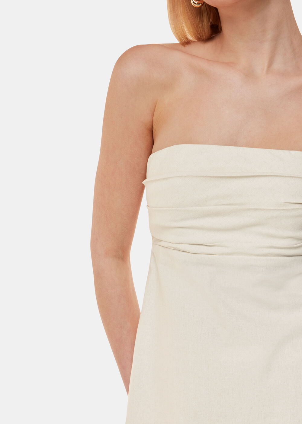 Oatmeal Lula Linen Blend Bandeau Top | WHISTLES | Whistles US