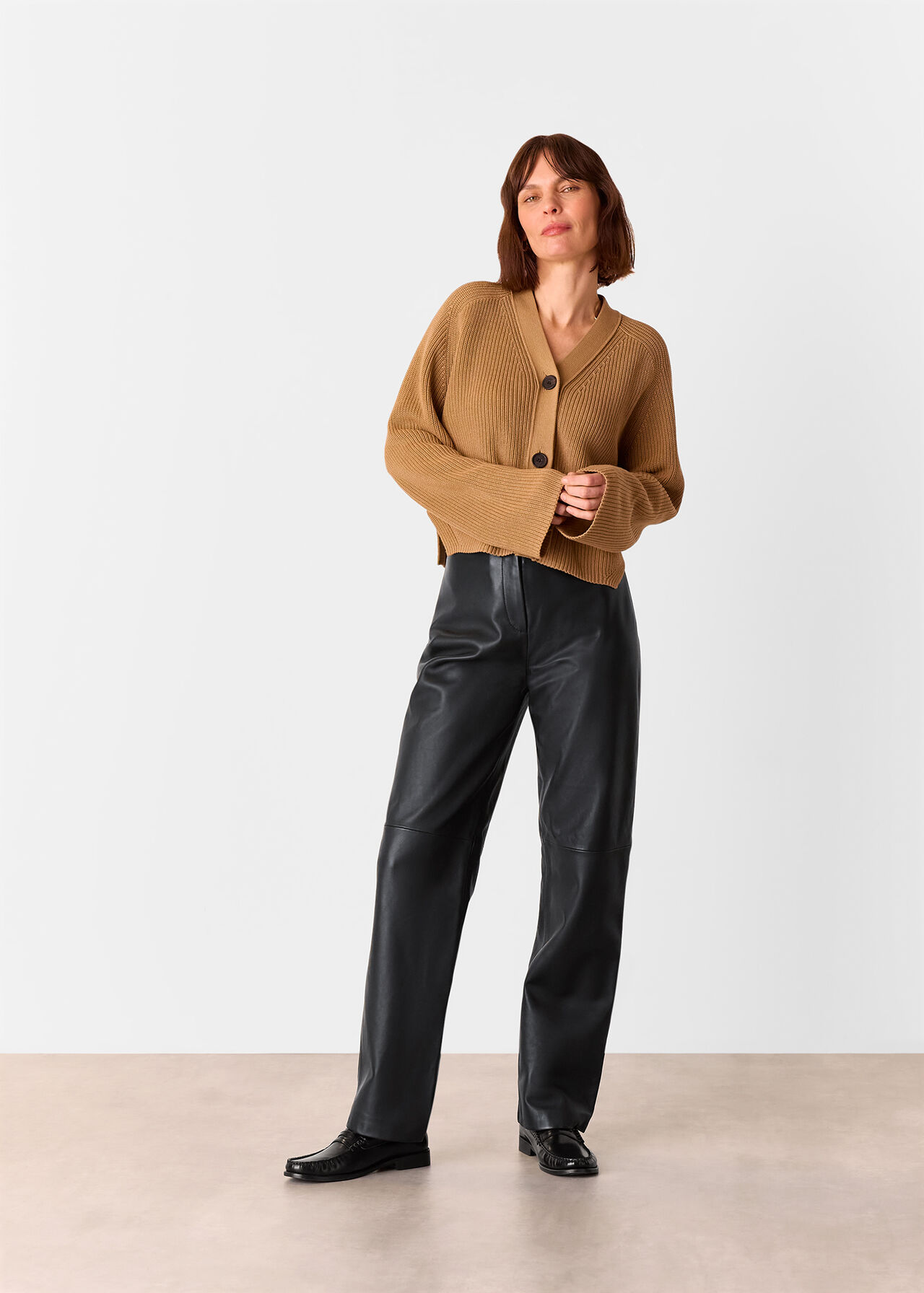 Black Ultimate Leather Trouser | WHISTLES | Whistles US