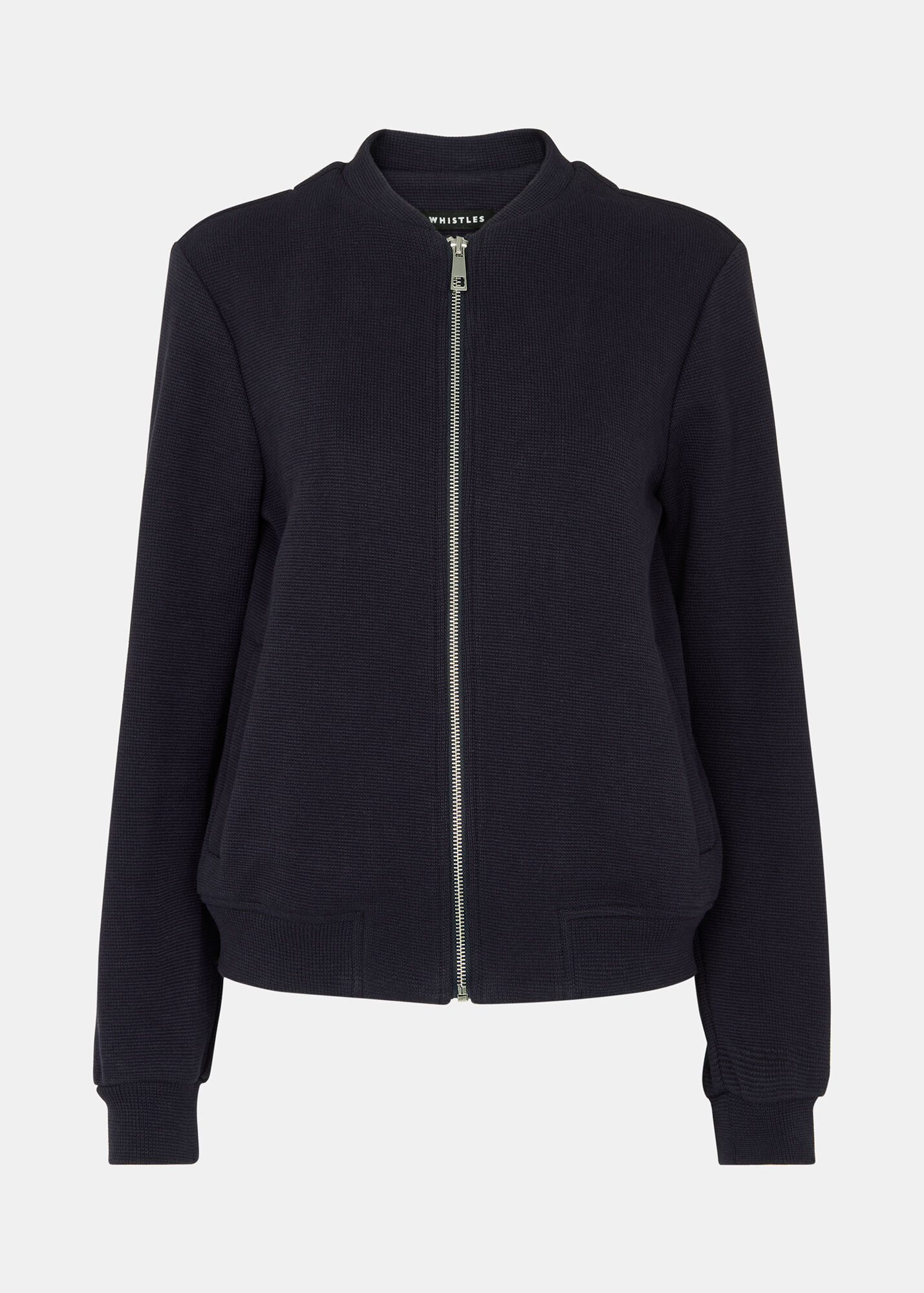 Navy Jersey Bomber Jacket | WHISTLES | Whistles UK