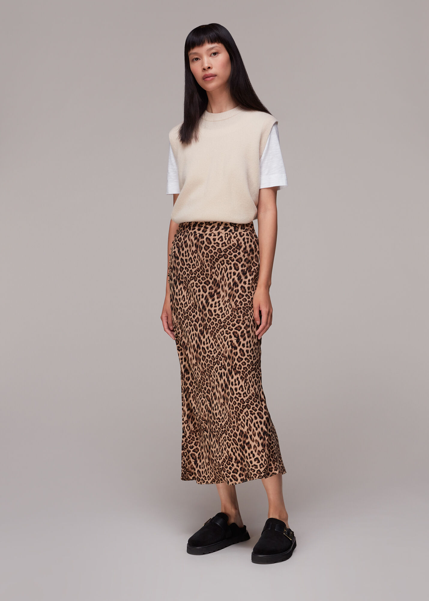 Leopard Print Jungle Cheetah Button Skirt | WHISTLES