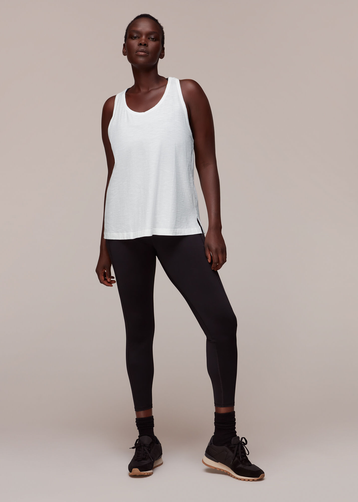 White Curved Hem Active Vest | WHISTLES