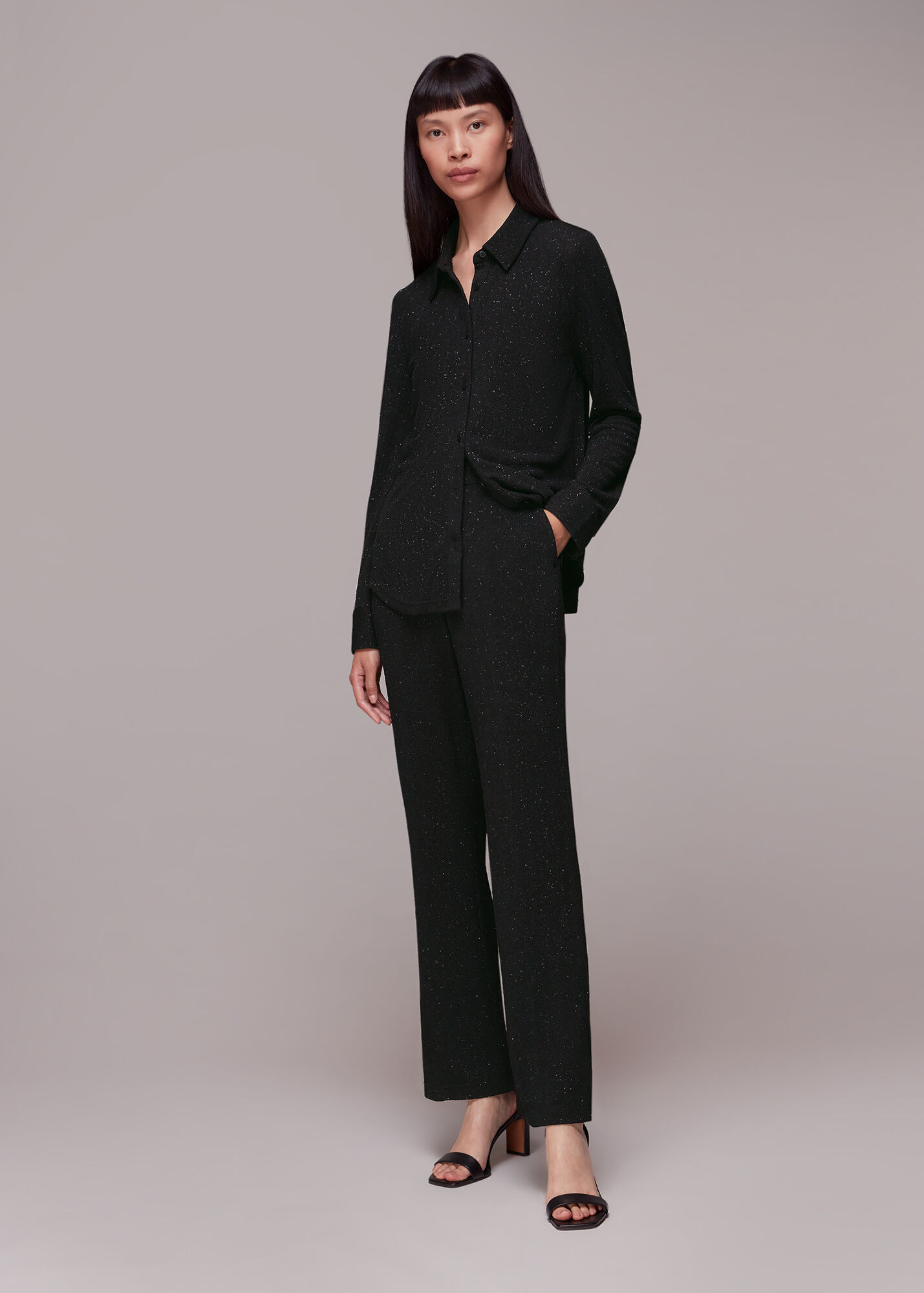Black Grace Sparkle Shirt | WHISTLES | Whistles UK
