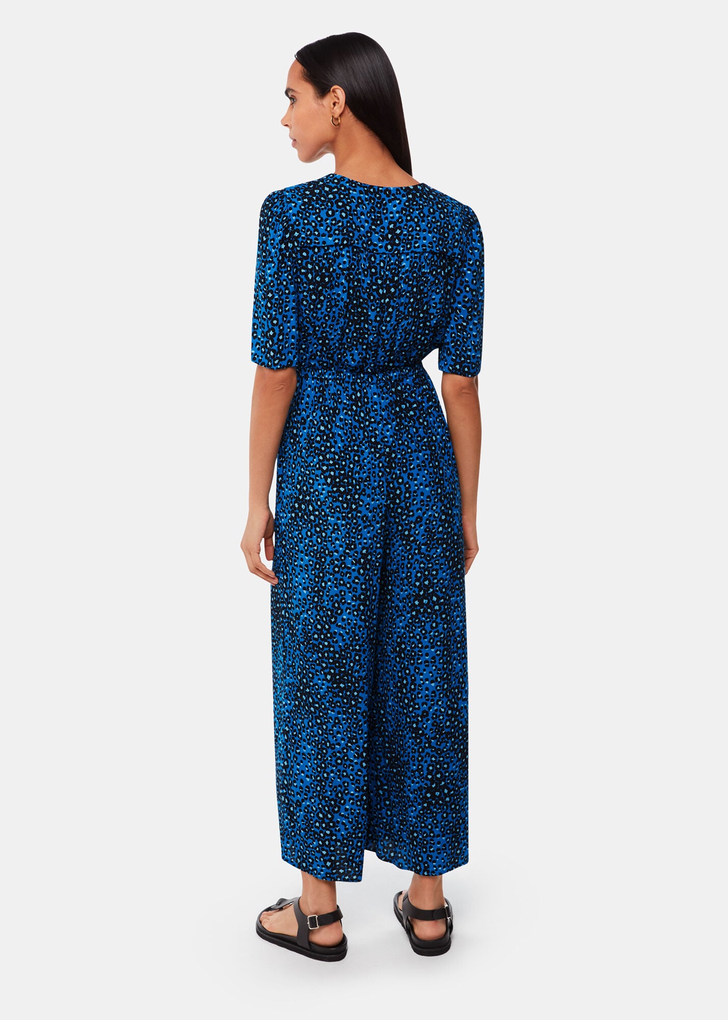 Blue Leopard Print Zip Front Jumpsuit | Whistles UK | Whistles UK