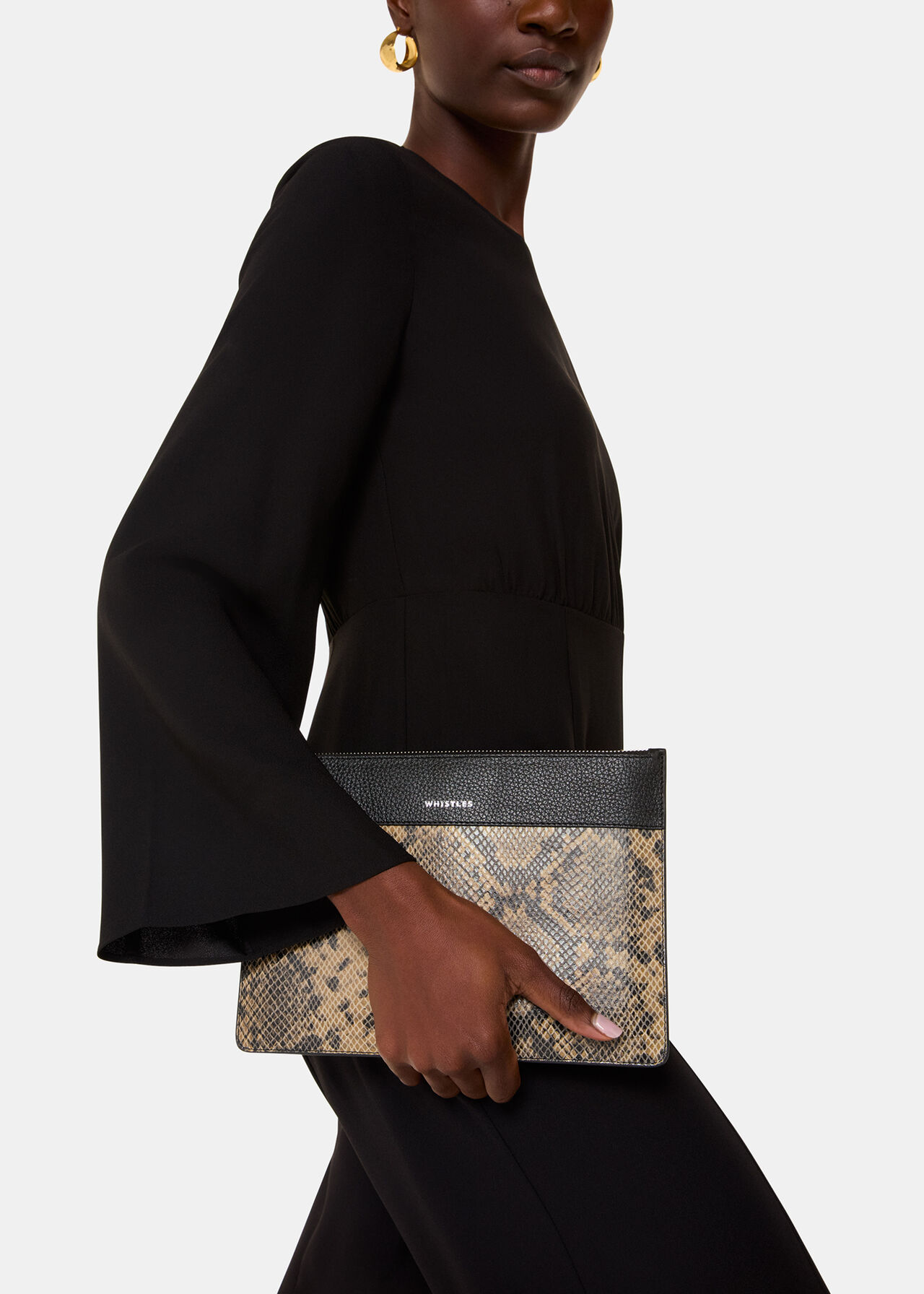 Multicolour Una Snake Panel Pouch | WHISTLES | Whistles UK