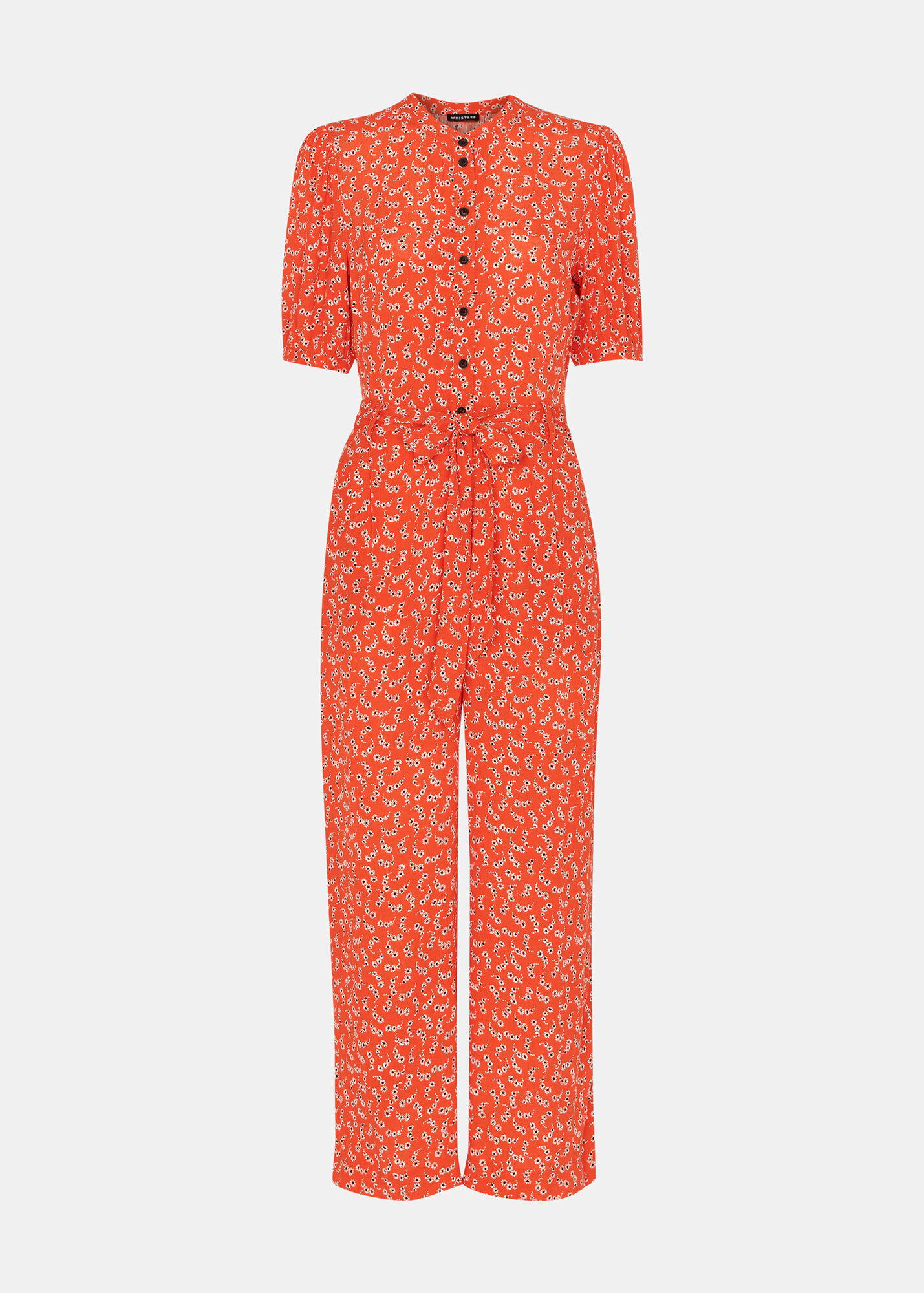 Red/Multi Micro Floral Jumpsuit | WHISTLES | Whistles UK