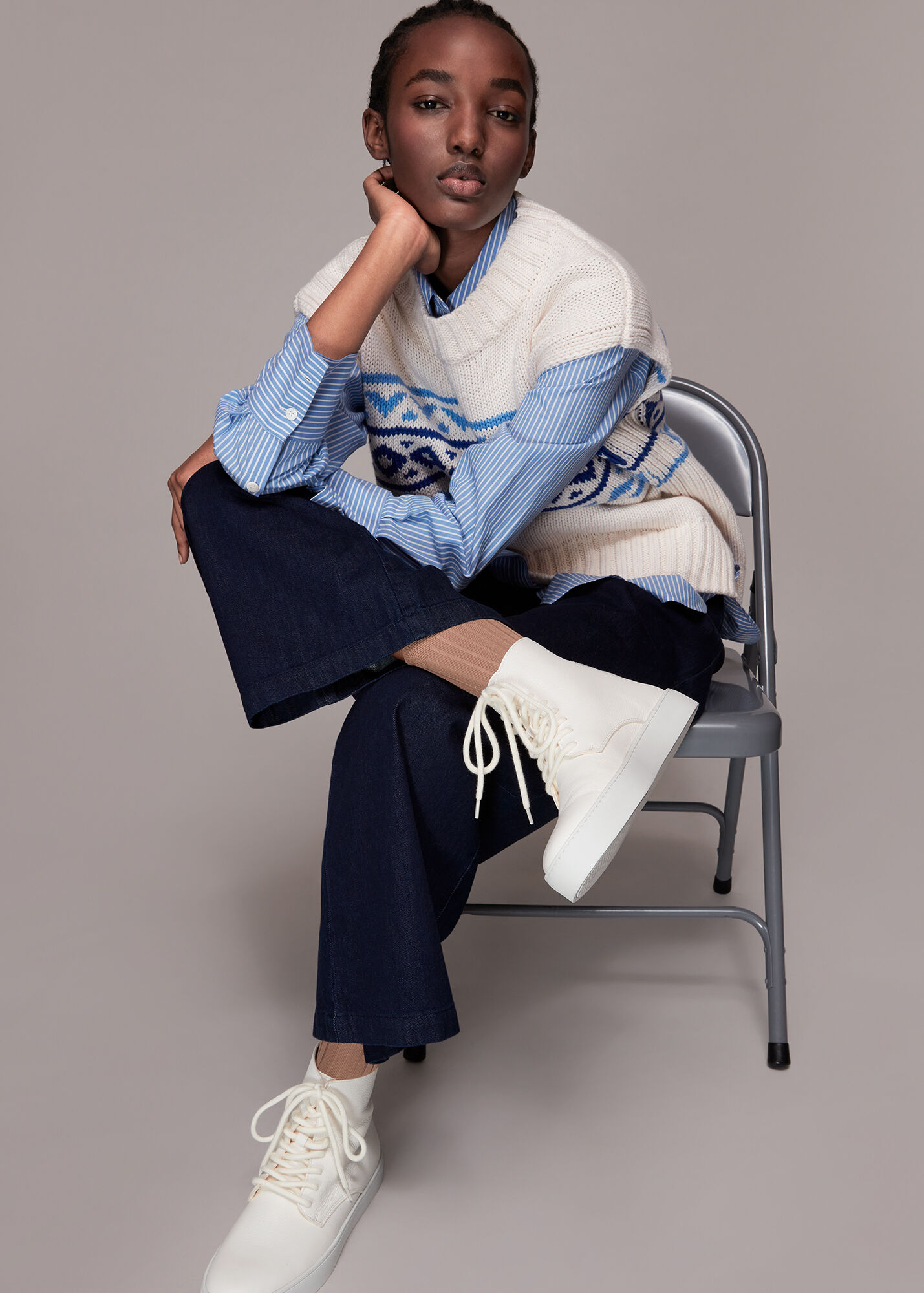 White Booker High Top Trainer | WHISTLES