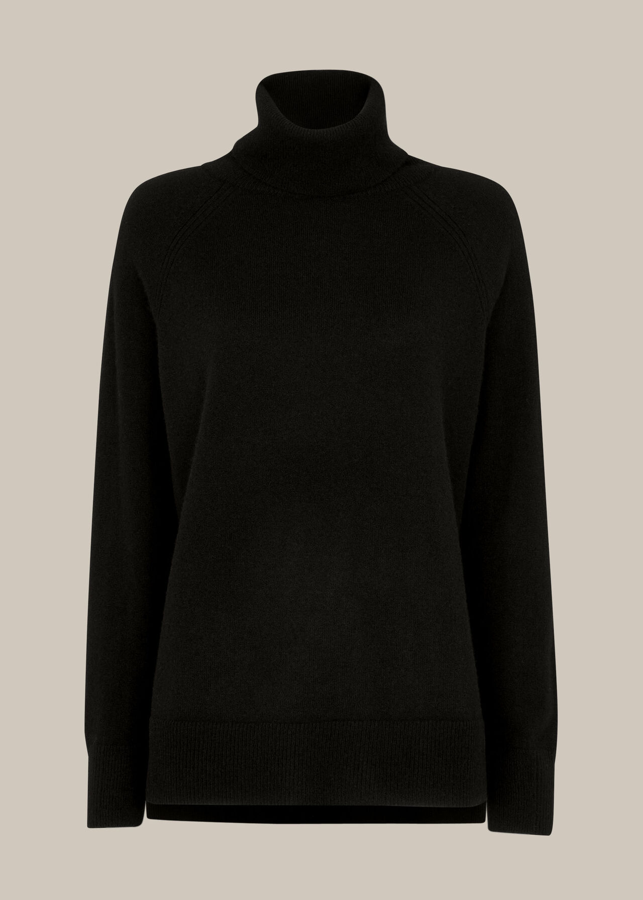 Black Cashmere Roll Neck Knit | WHISTLES | Whistles