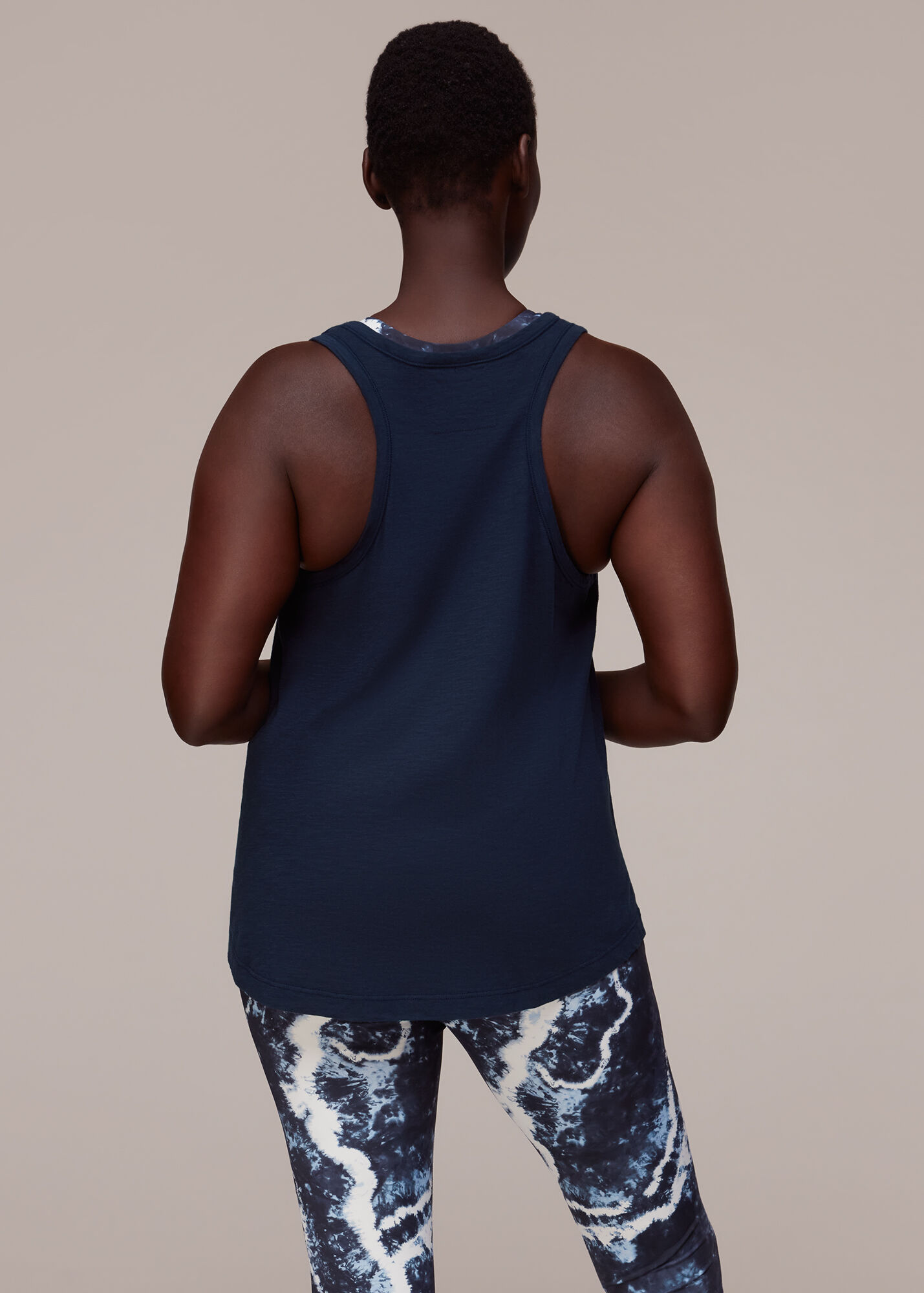 Navy Curved Hem Active Vest | WHISTLES | Whistles UK