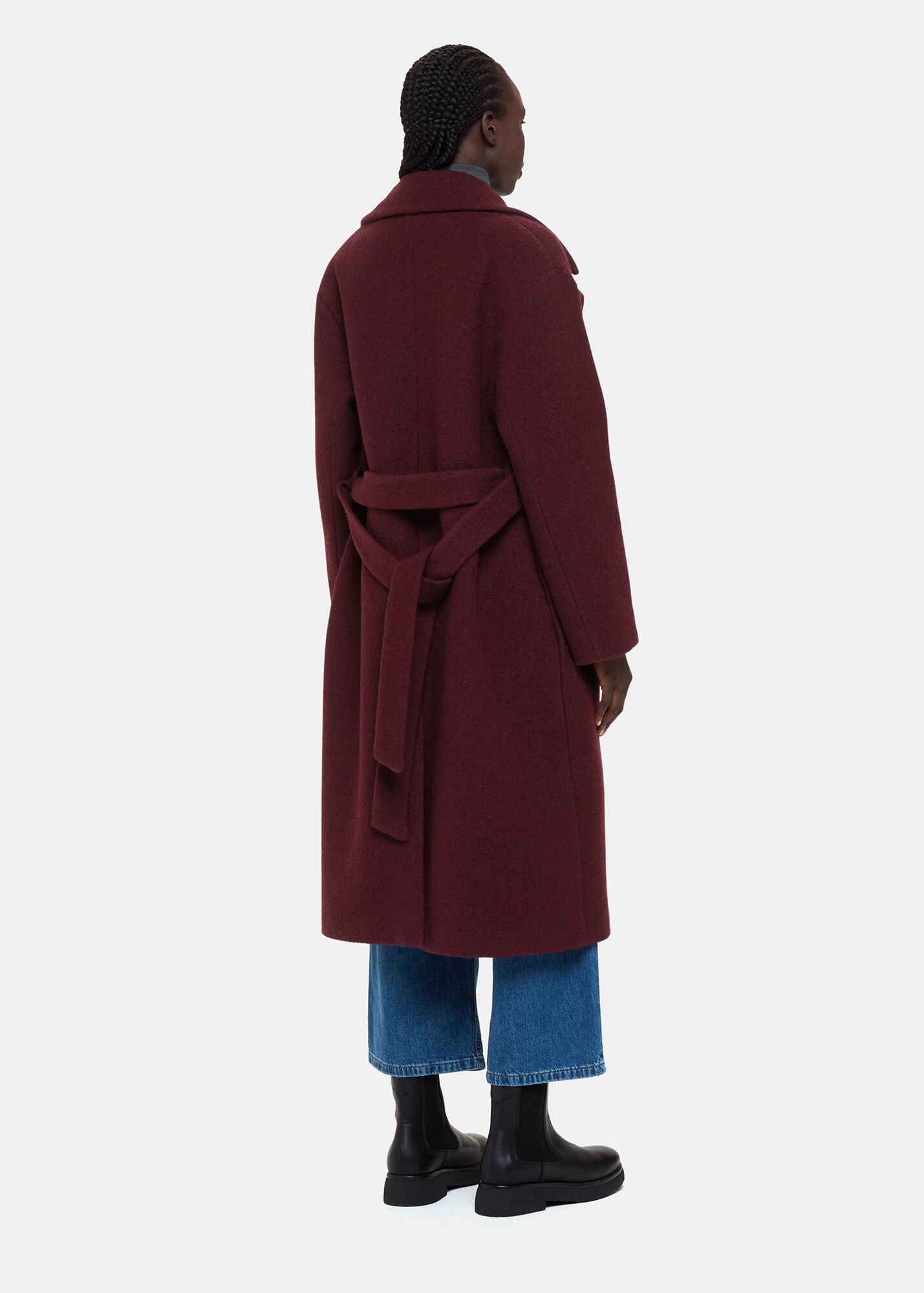 Burgundy Wool Wrap Coat | Relaxed Fit | Tie Waist | Whistles | Whistles ...