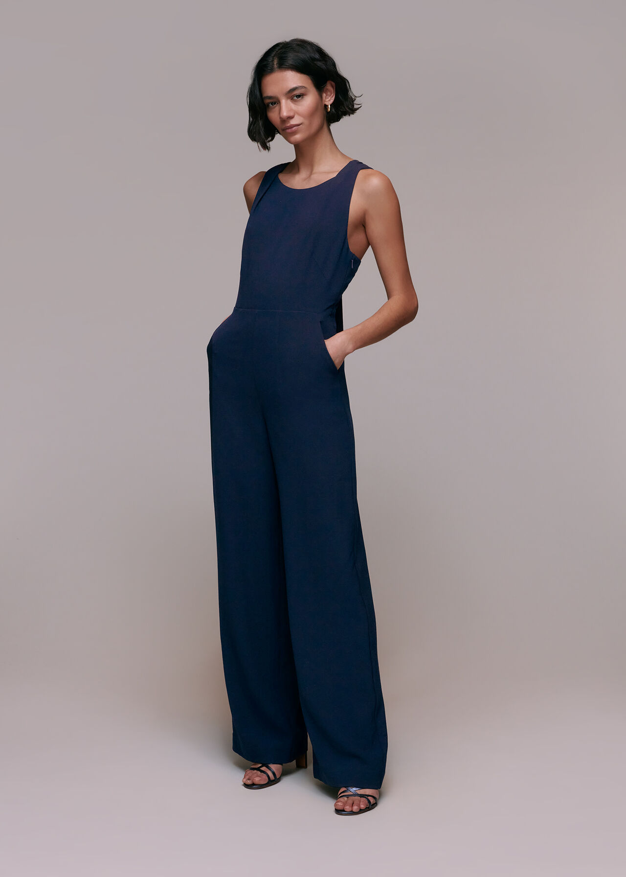 Navy Tie Back Maxi Jumpsuit | WHISTLES