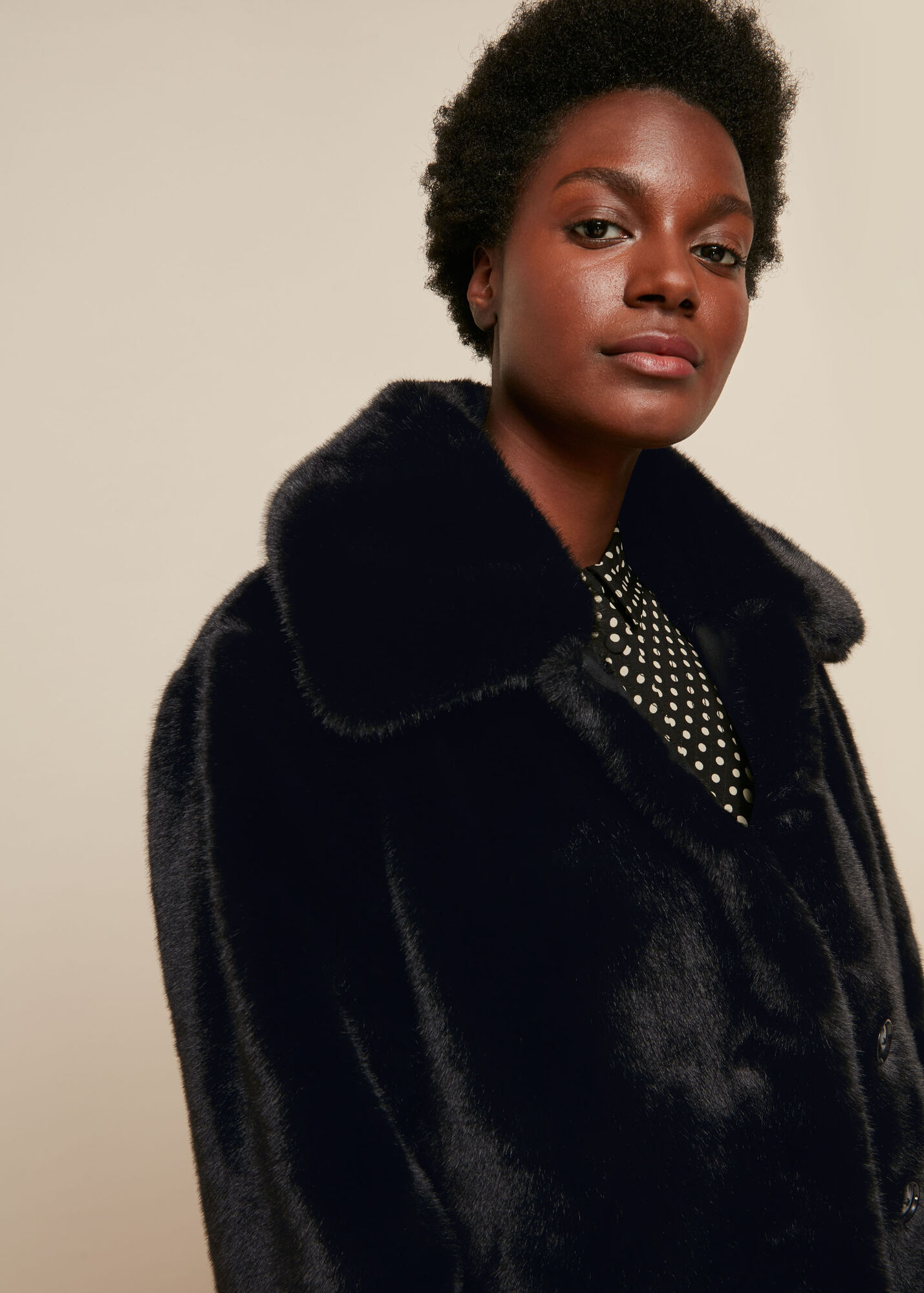 Black Short Faux Fur Coat | WHISTLES | Whistles UK