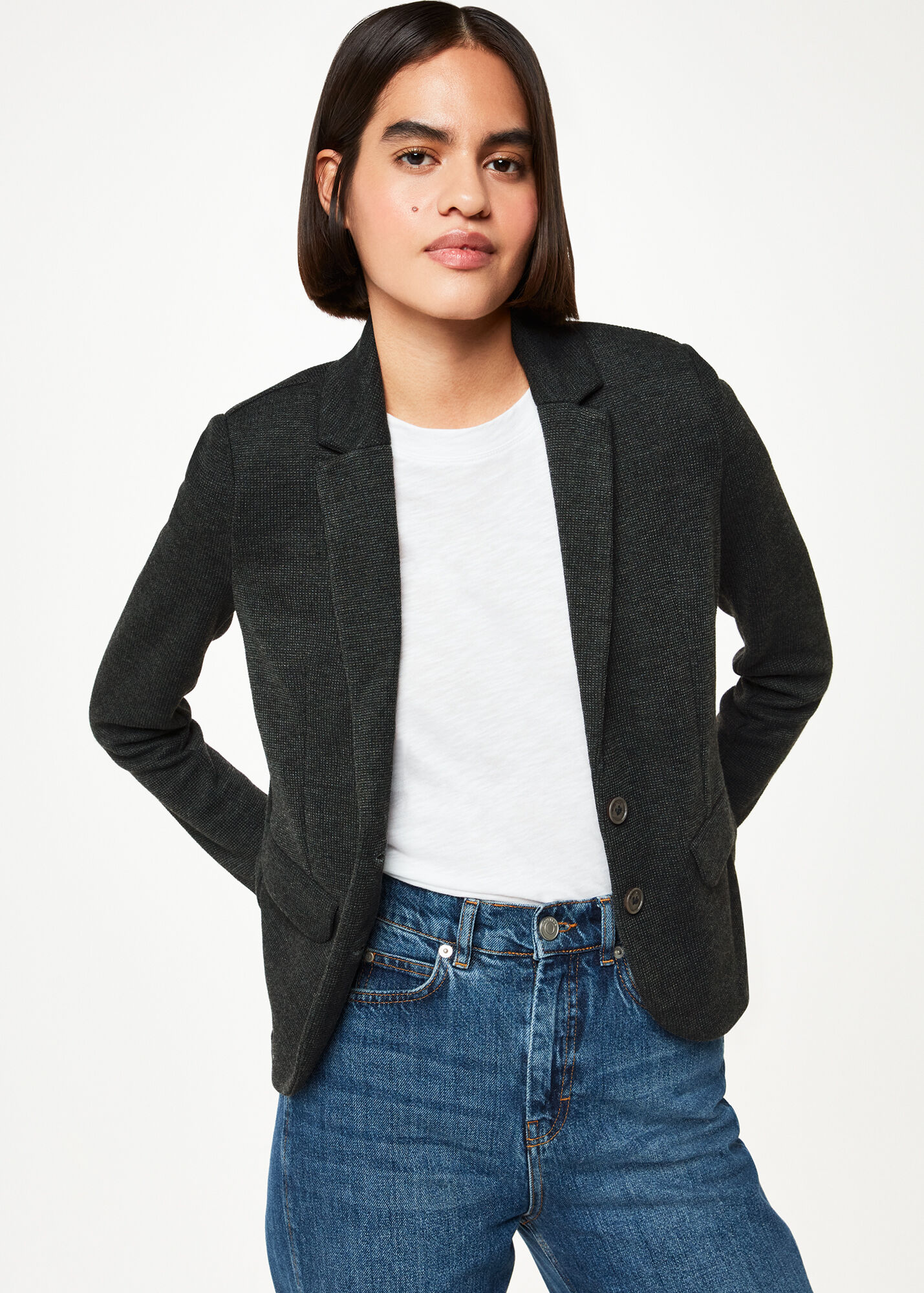 Dark Grey Slim-Fit Jersey Jacket | Whistles | Whistles US