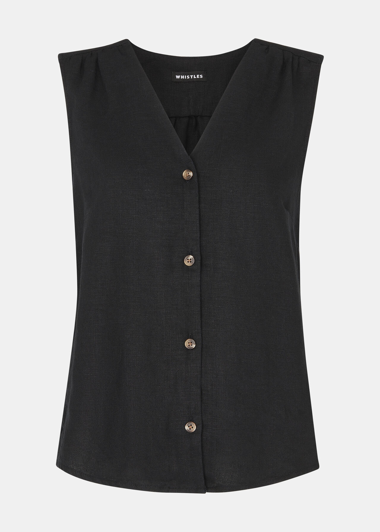 Black Laura Linen Tank | WHISTLES | Whistles US