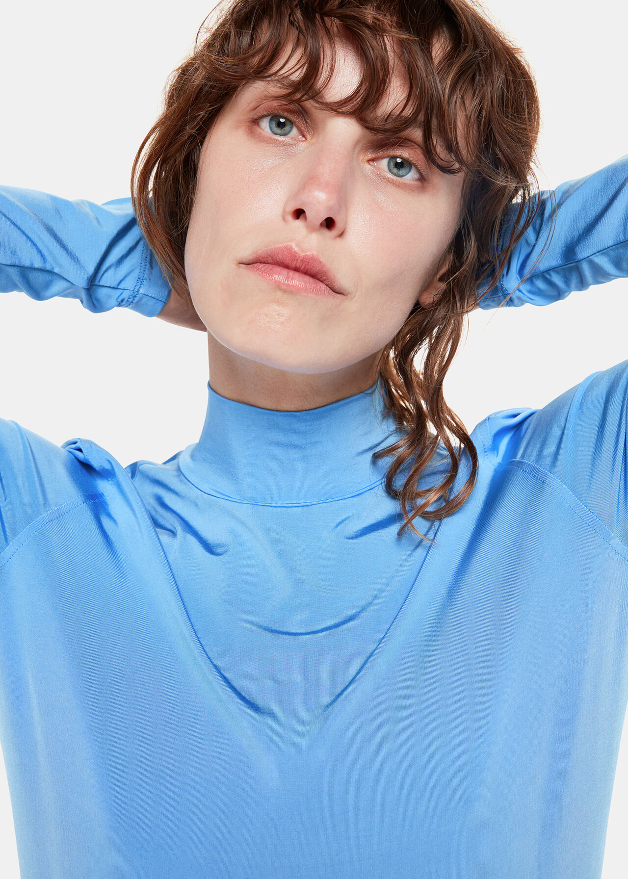 Pale Blue Slinky High Neck Top Whistles