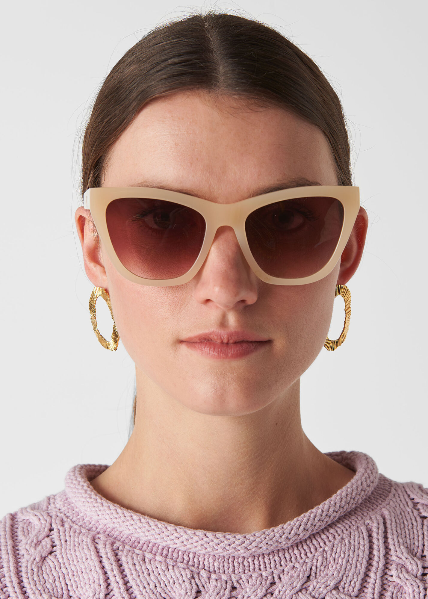 Nude Asha Angular Sunglasses | WHISTLES | Whistles UK