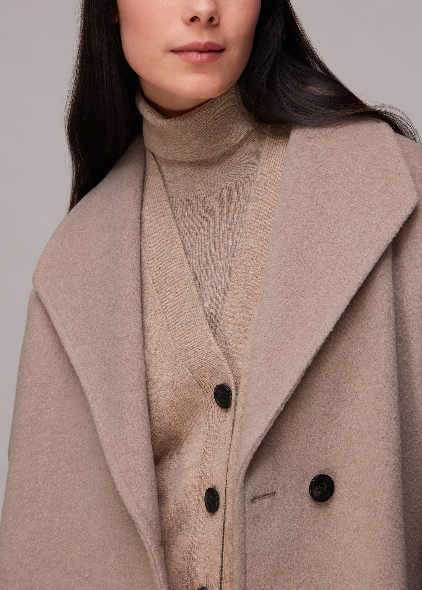Oatmeal Collar Detail Wool Coat | WHISTLES