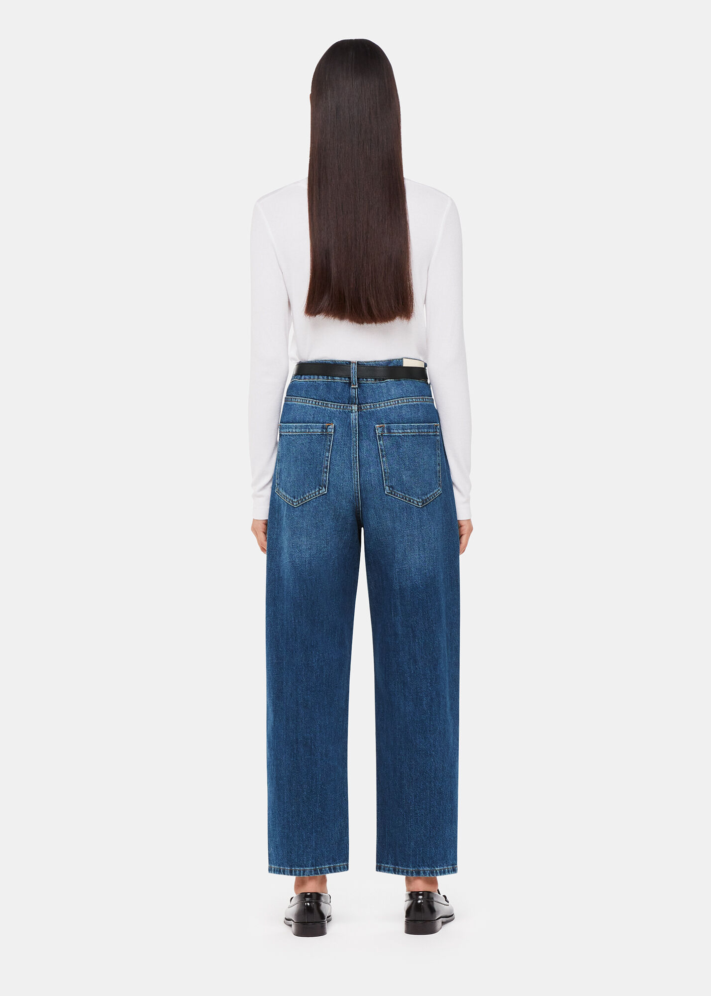 Denim Blue High-Waisted Barrel-Leg Jeans | Whistles