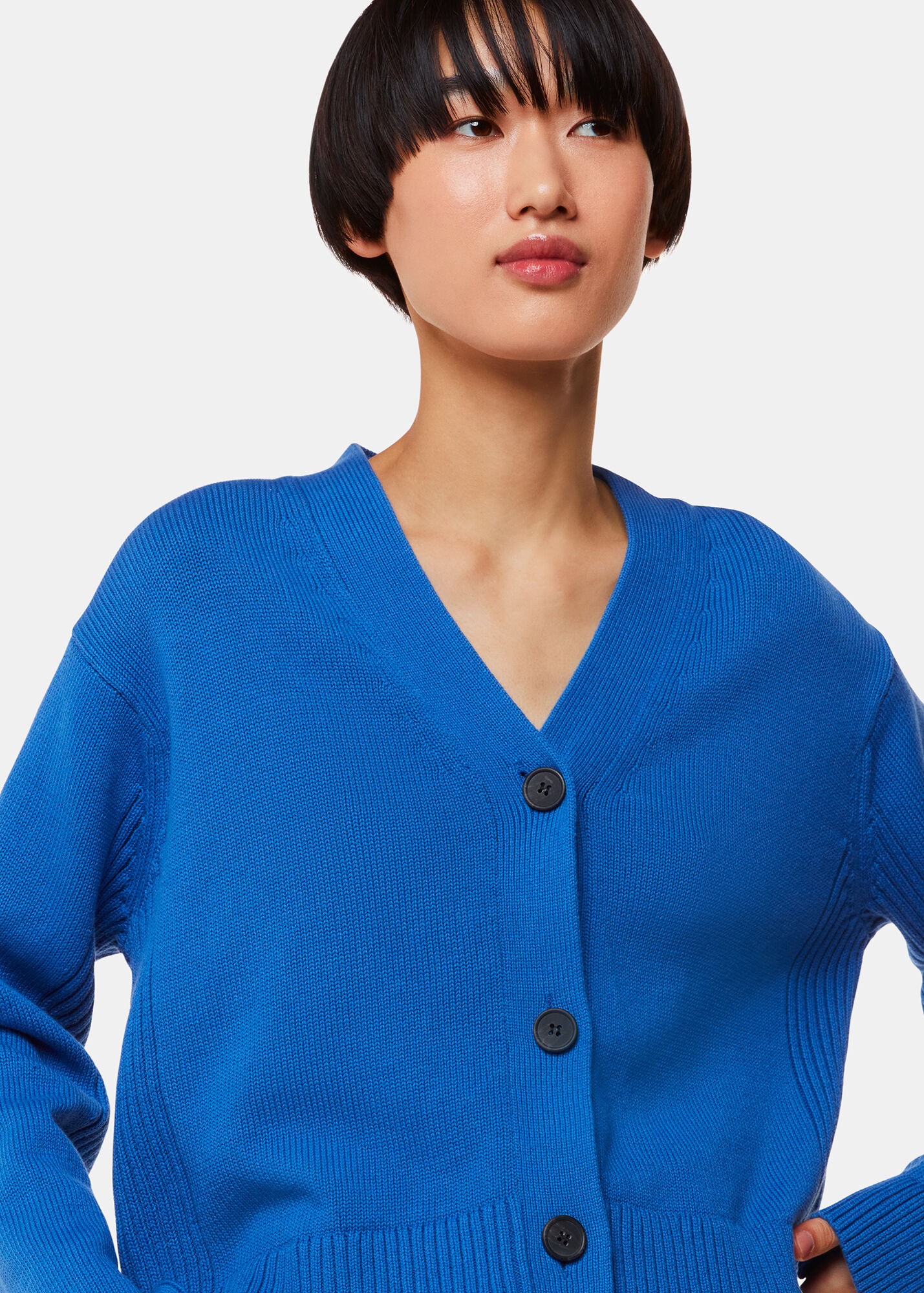 Cobalt Blue Nina Button Front Cardigan | WHISTLES | Whistles UK