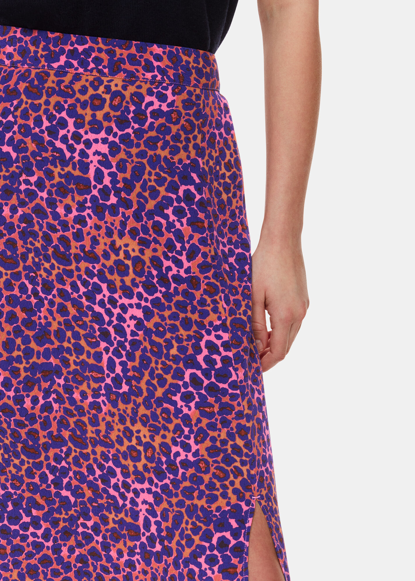 Pink & Blue Leopard Print Midi Skirt | Whistles UK | Whistles UK