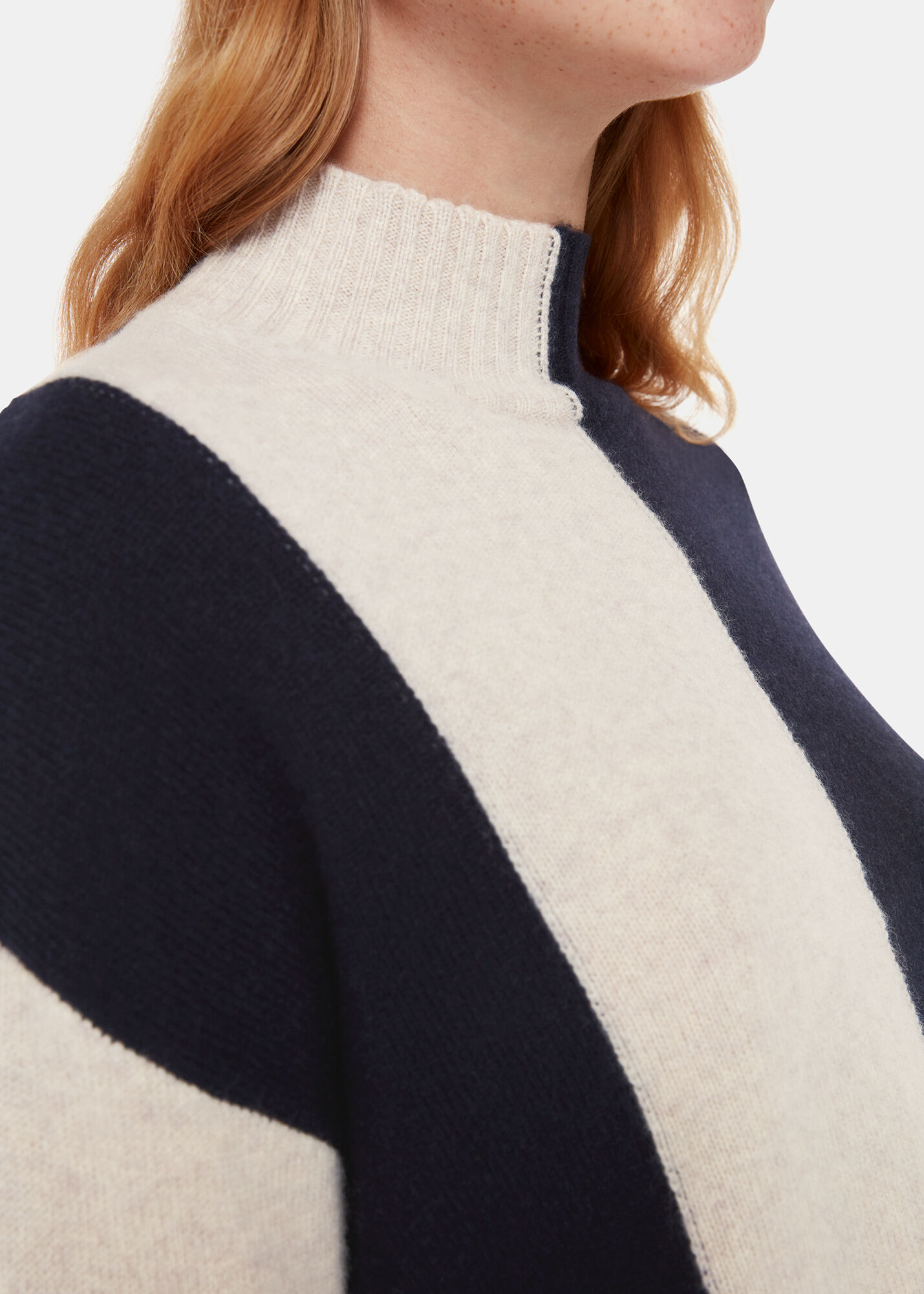 Navy/Multi Vertical Stripe Funnel Neck | WHISTLES | Whistles UK
