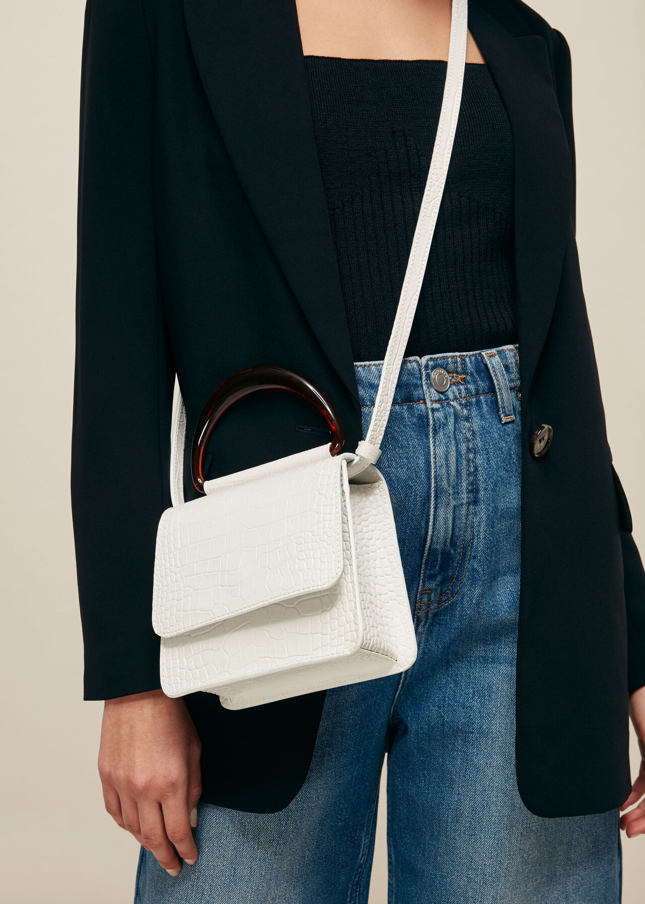 White Rosina Mini Resin Handle Bag | WHISTLES