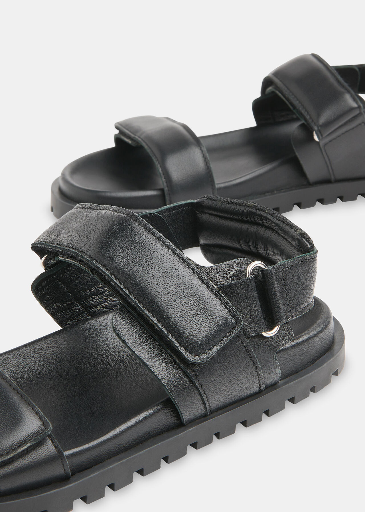 Black Ria Sporty Velcro Sandal | WHISTLES | Whistles US