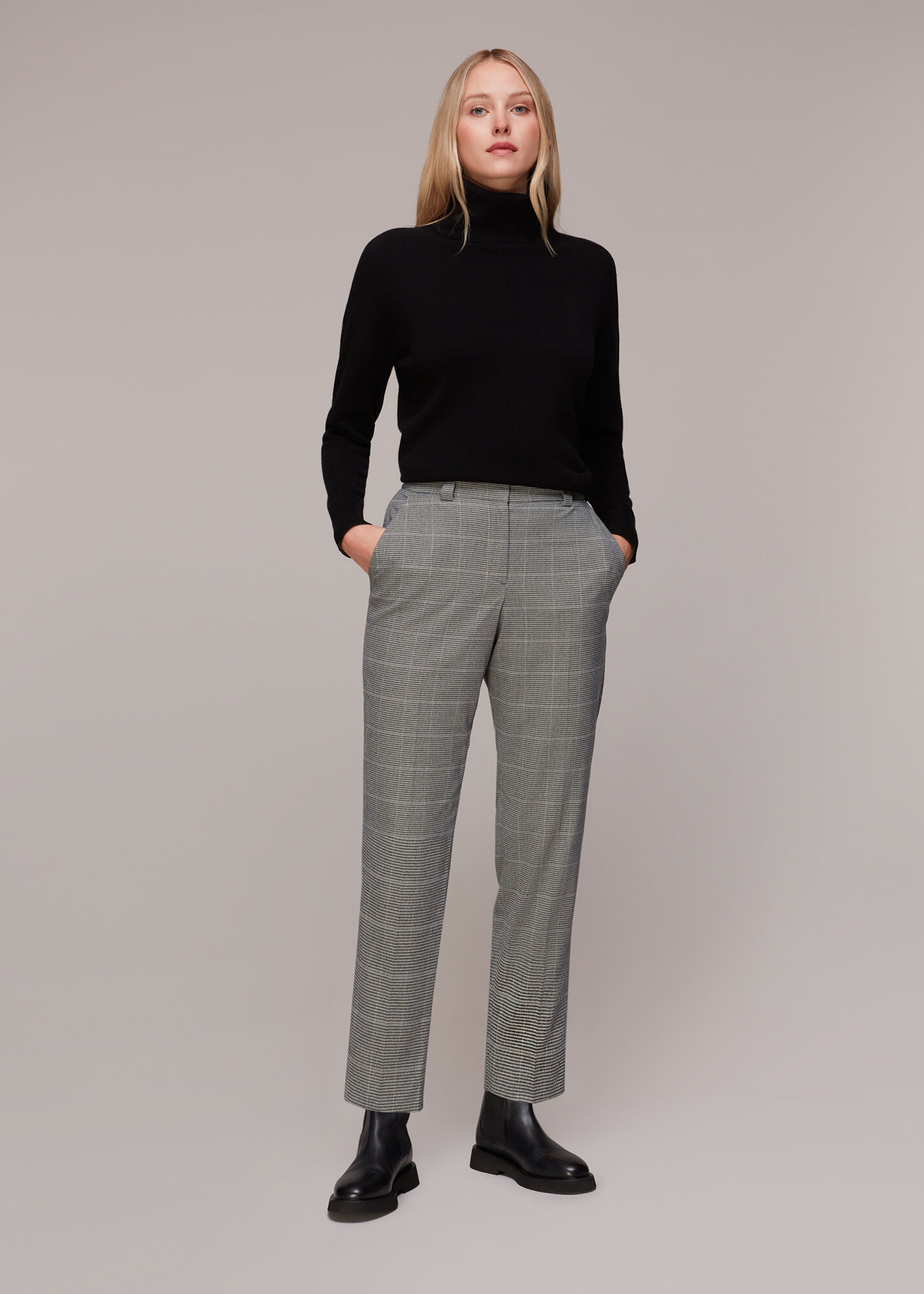 Brown/Multi Lucie Check Cigarette Trouser | WHISTLES | Whistles UK