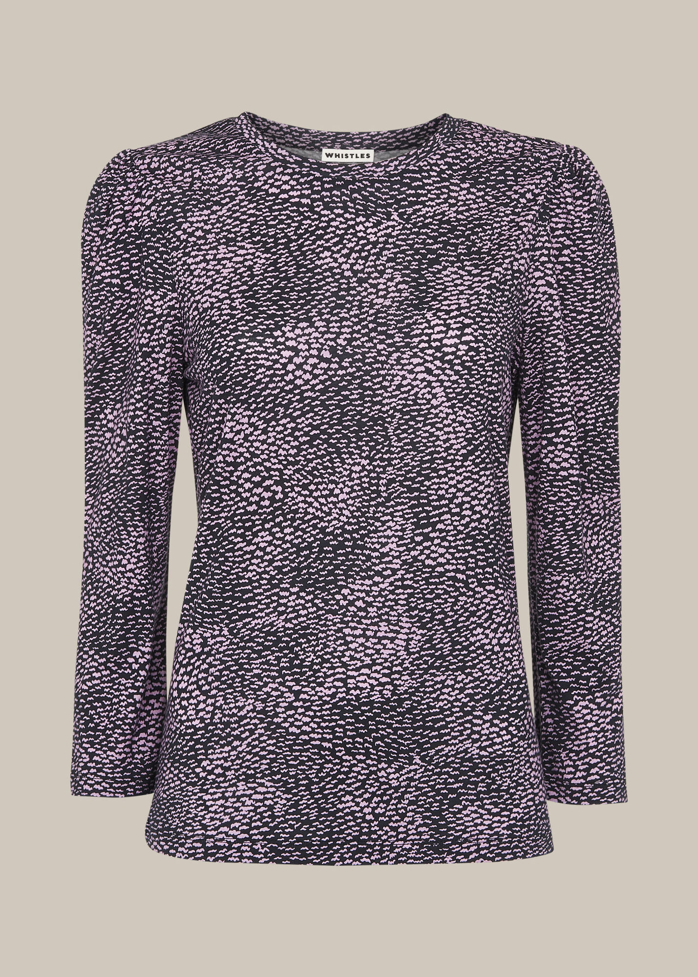 Lilac Ripple Puff Sleeve Print Top | WHISTLES