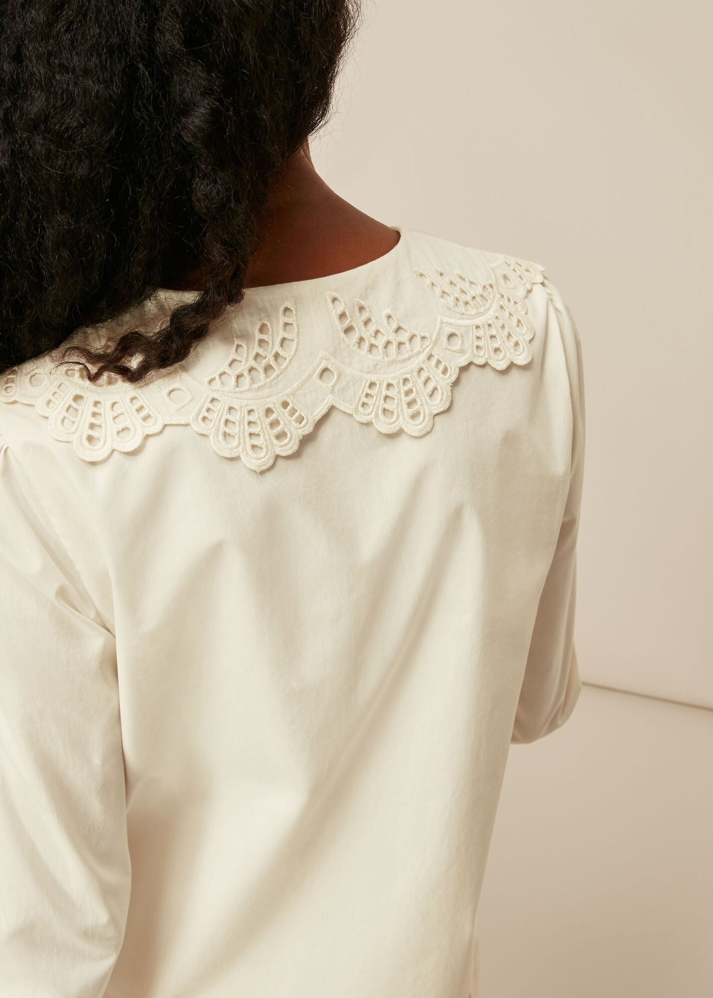 Ivory Lace Collared Cotton Blouse | WHISTLES | Whistles UK