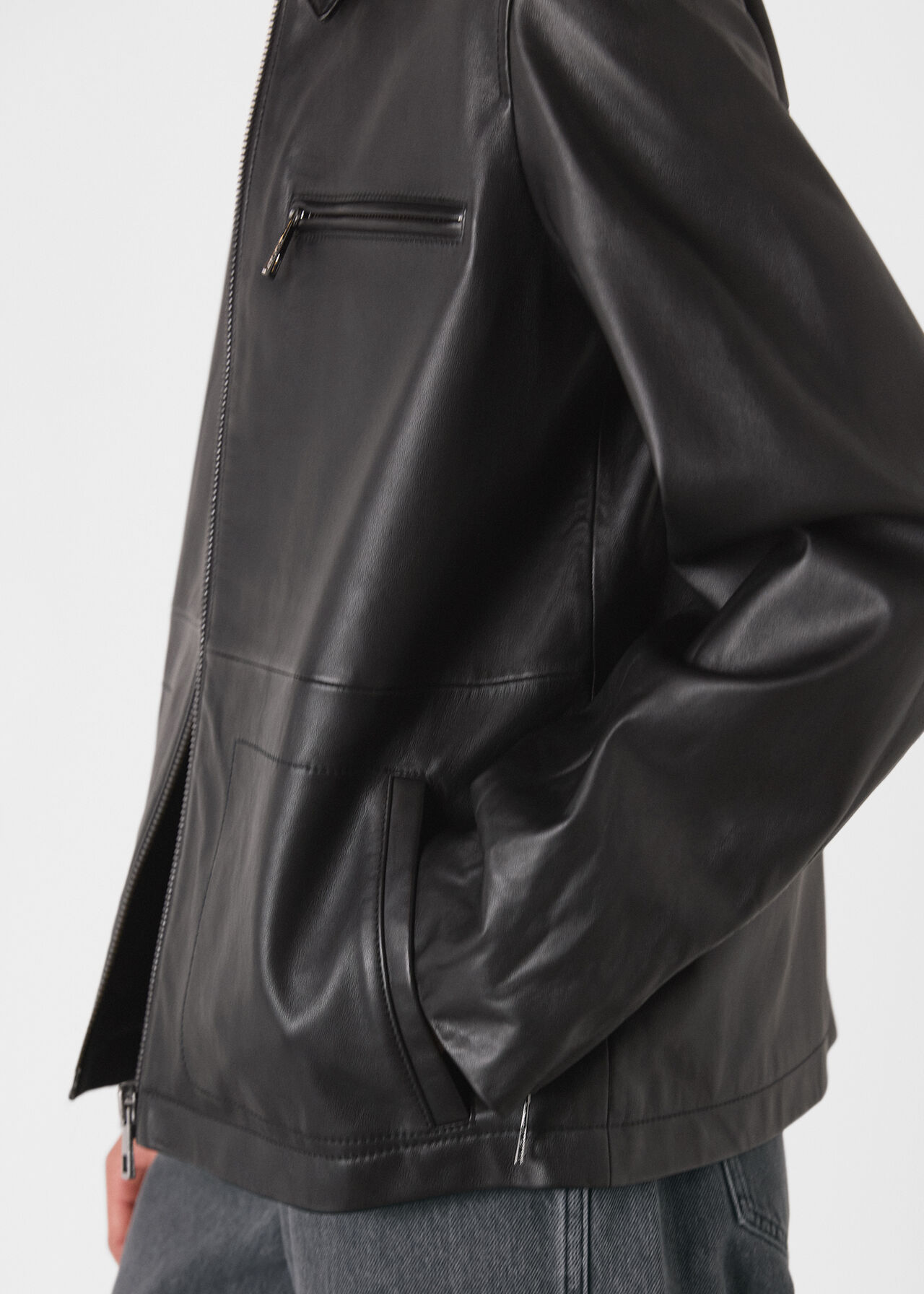 Black Kate Zip Leather Jacket | WHISTLES