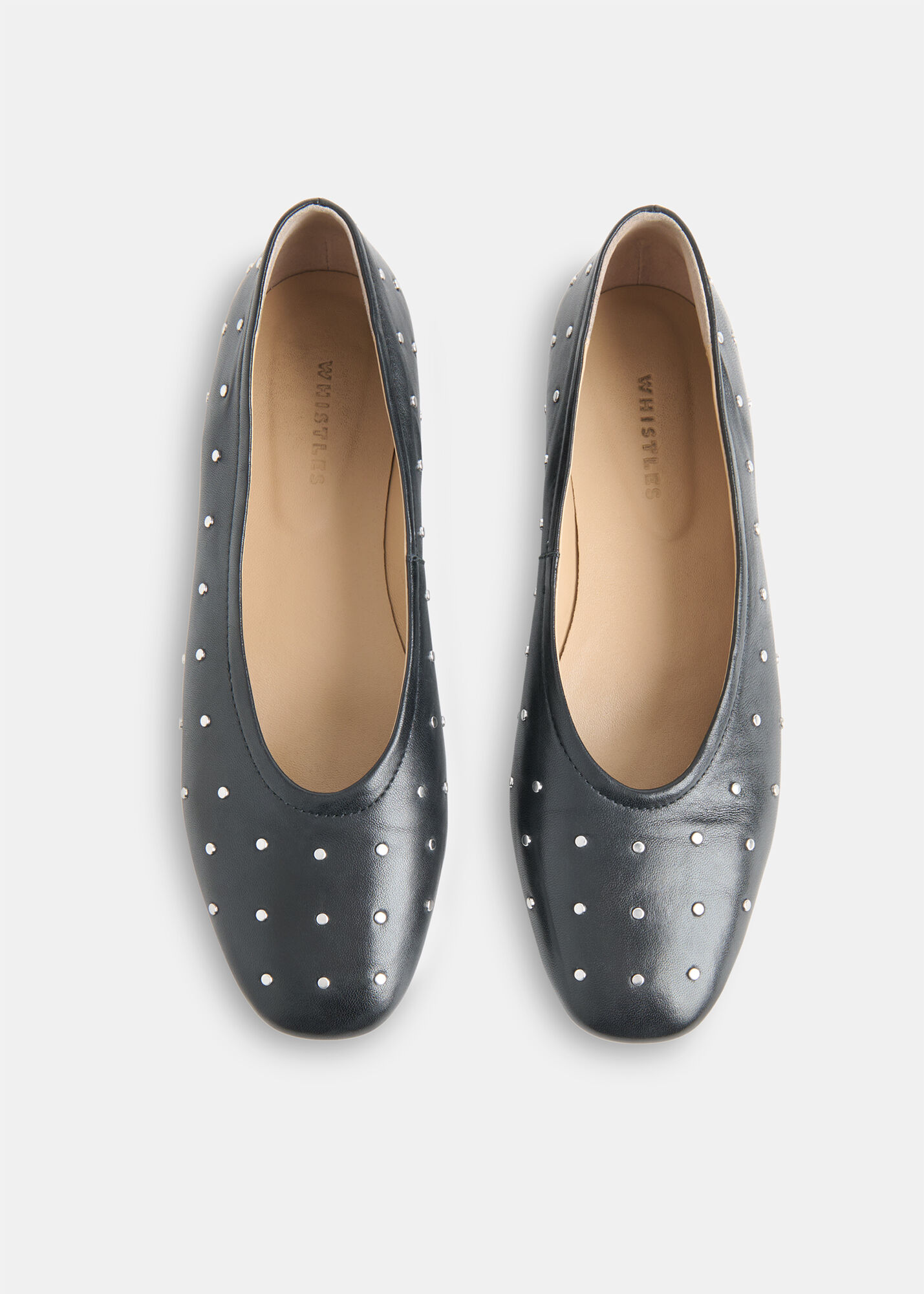 Black Karina Studded Ballet Pump | WHISTLES | Whistles UK