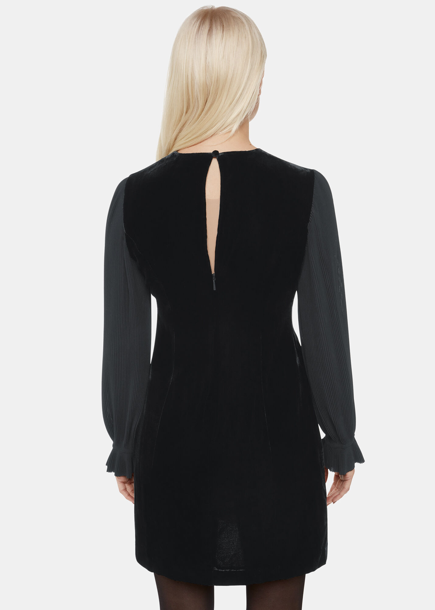 Black Velvet Pleat Sleeve Mini Dress Whistles