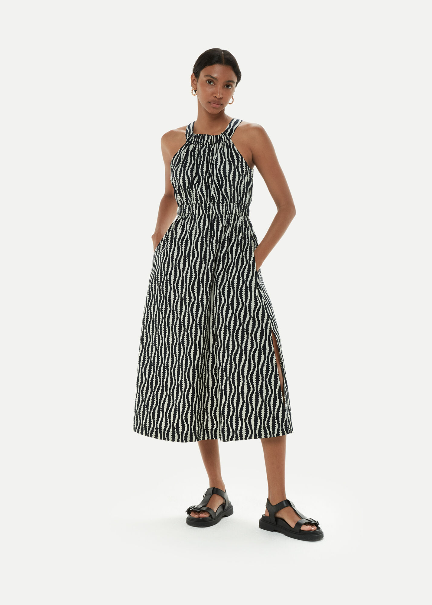 Black/White Optical Rope Cut Out Dress | WHISTLES | Whistles UK