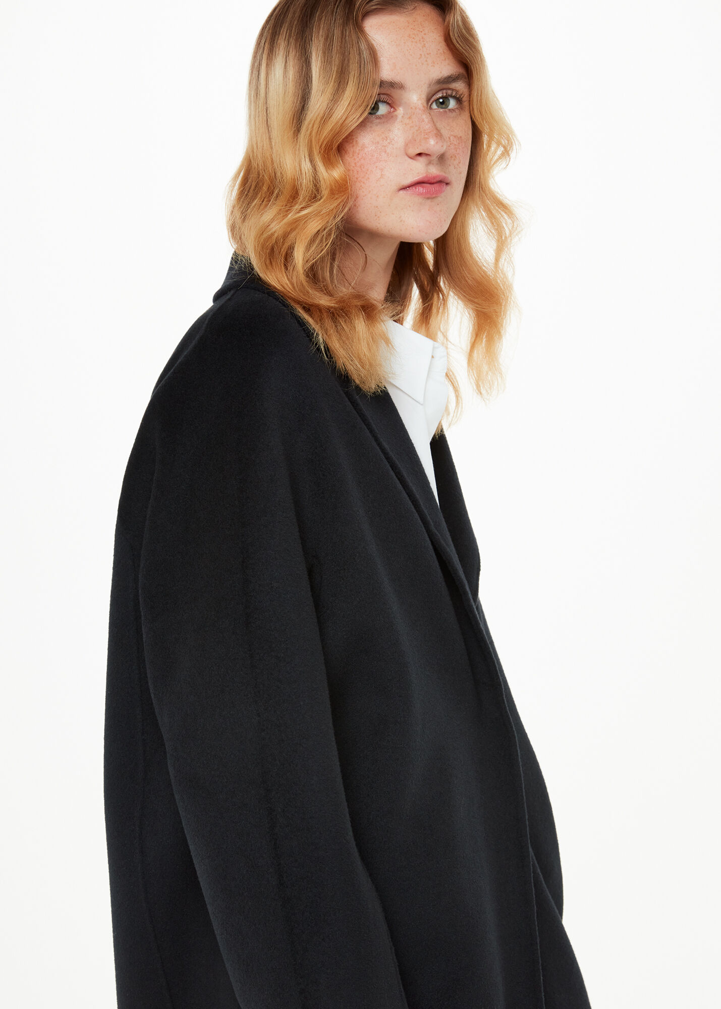 Black Julia Wool Double Faced Coat | WHISTLES | Whistles UK