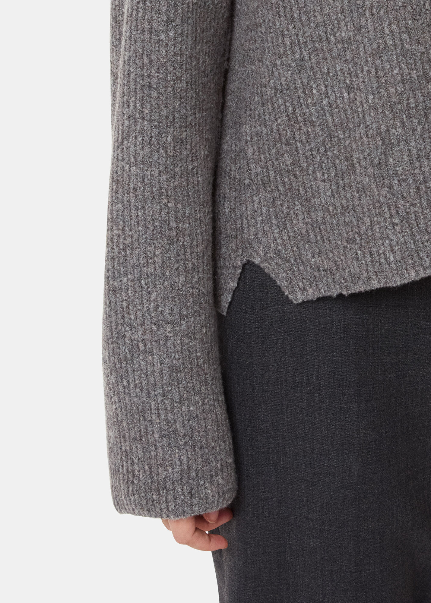 Grey V Neck Wool Mix Knit | WHISTLES | Whistles UK