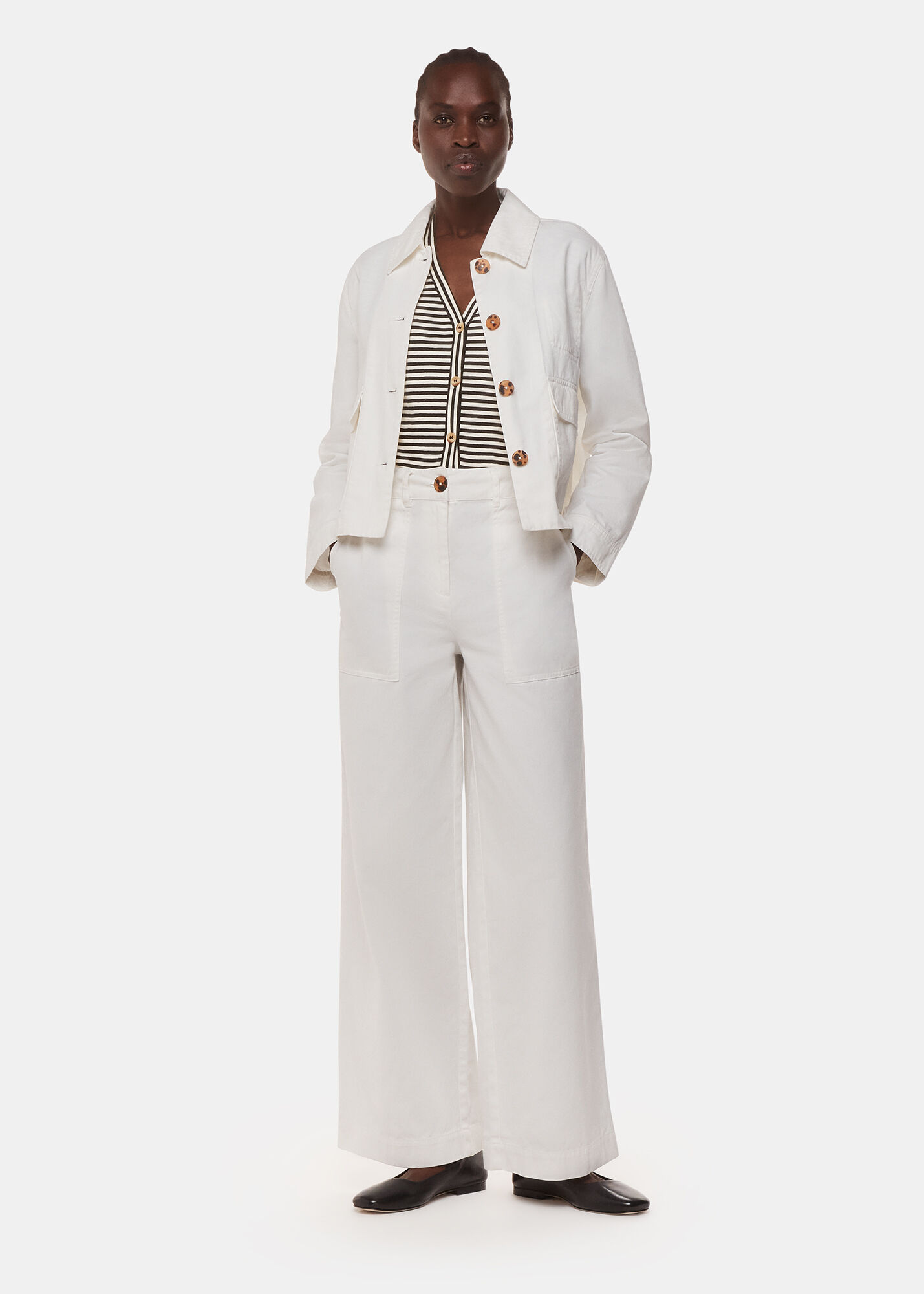 Black/Multi Jilly Stripe Button Top | WHISTLES | Whistles UK