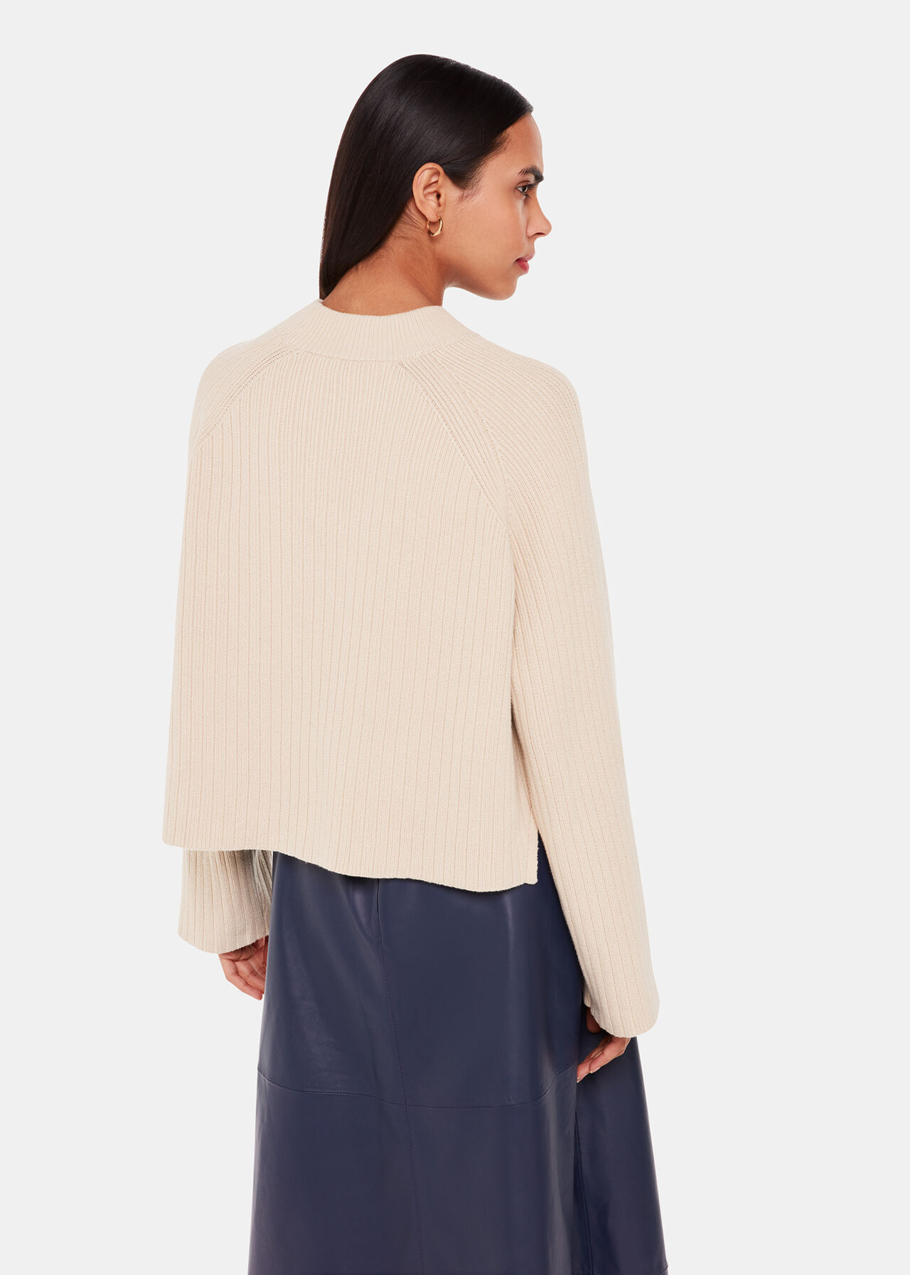 Ivory Cotton Rib Crew Neck Knit | WHISTLES