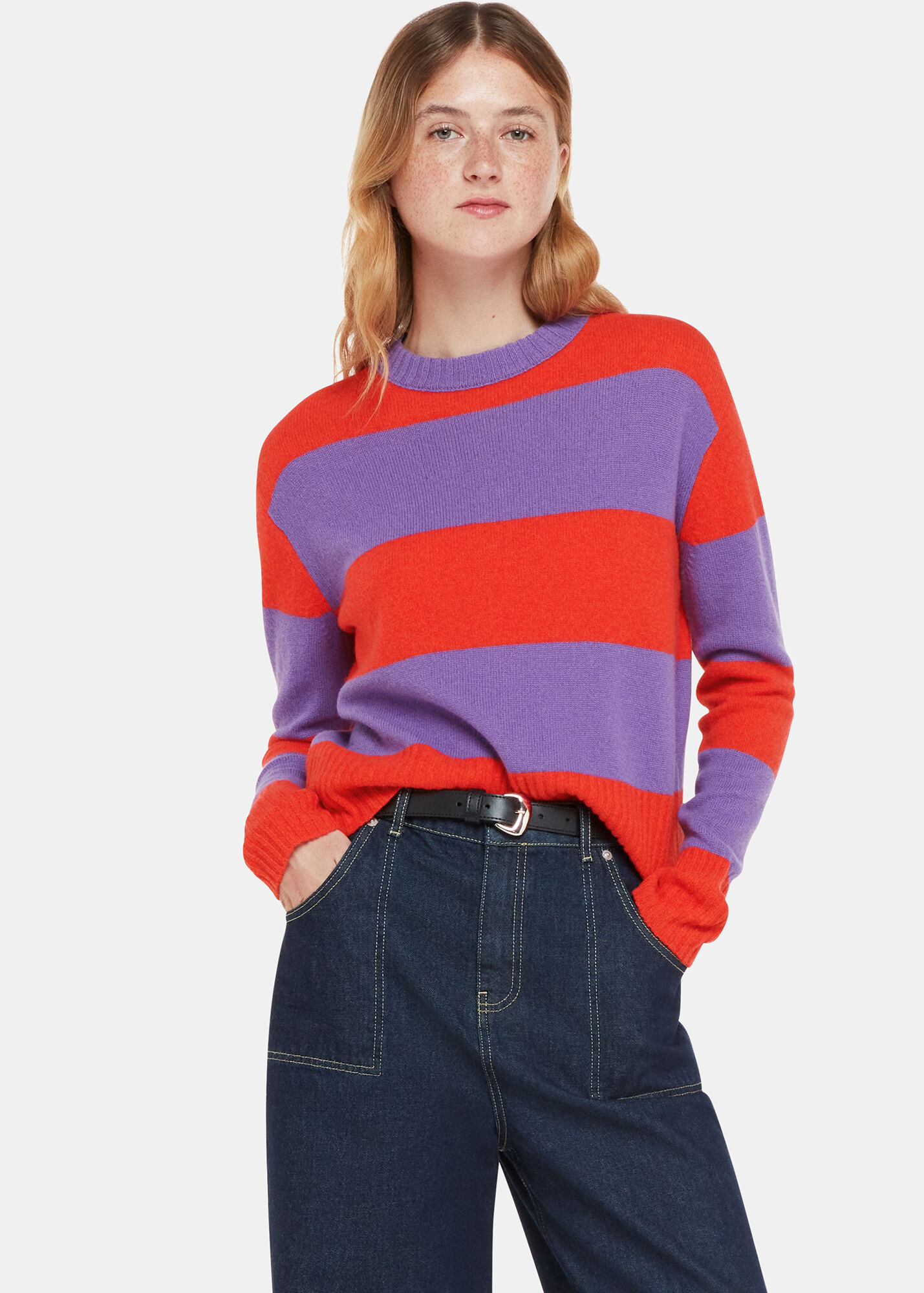 Red/Multi Wool Block Stripe Jumper | WHISTLES | Whistles UK
