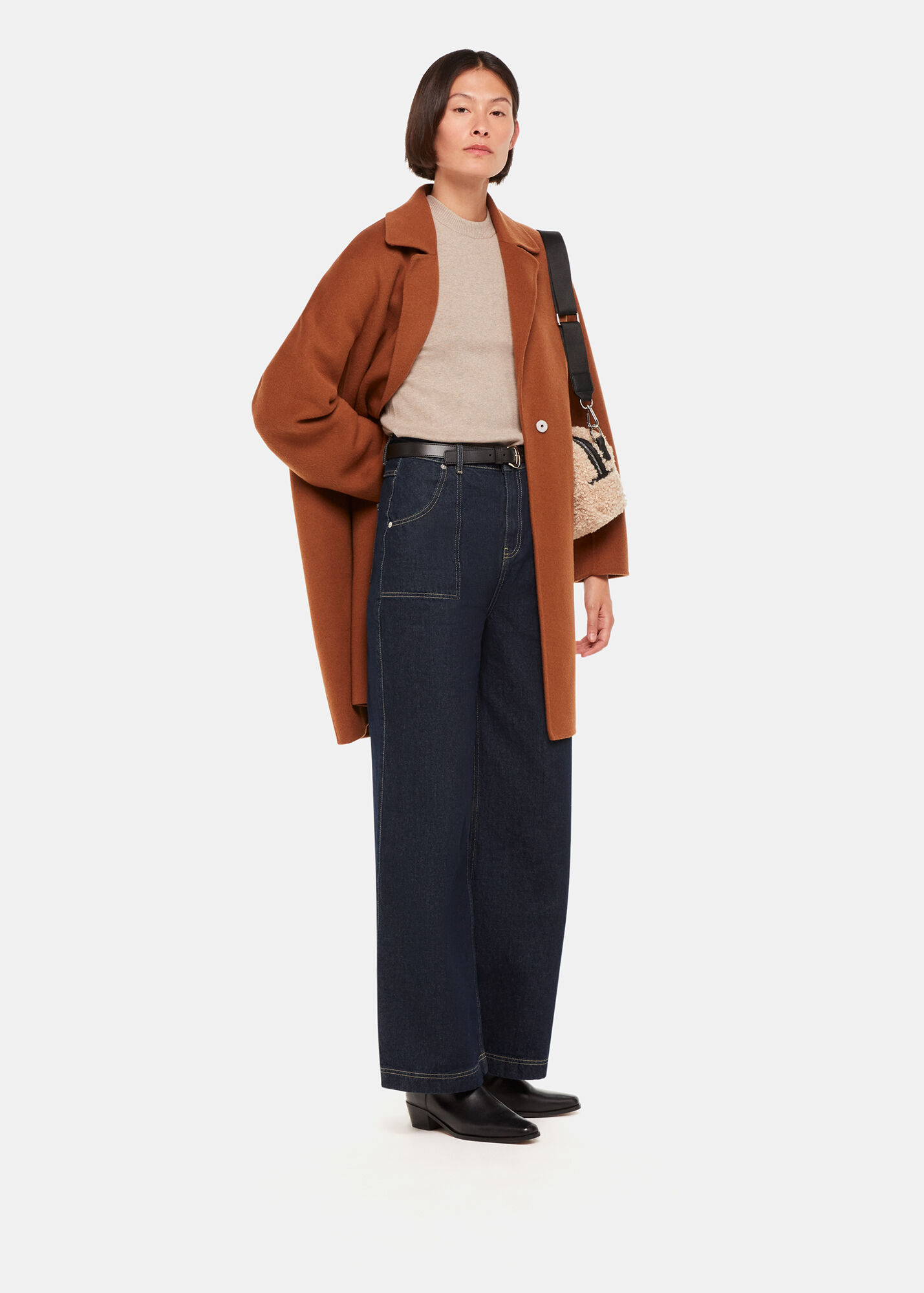 Neutral Keyhole Back Crew Neck Knit | WHISTLES | Whistles UK