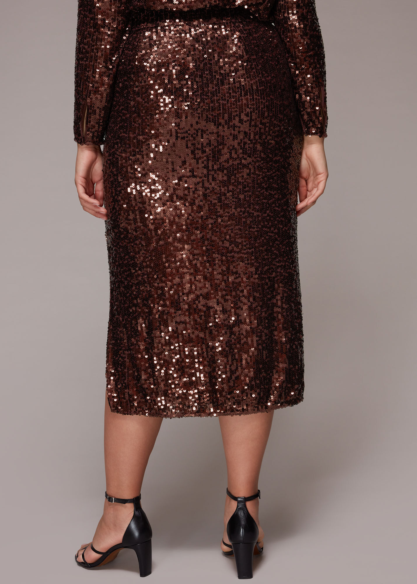 Chocolate Sequin Column Skirt | WHISTLES