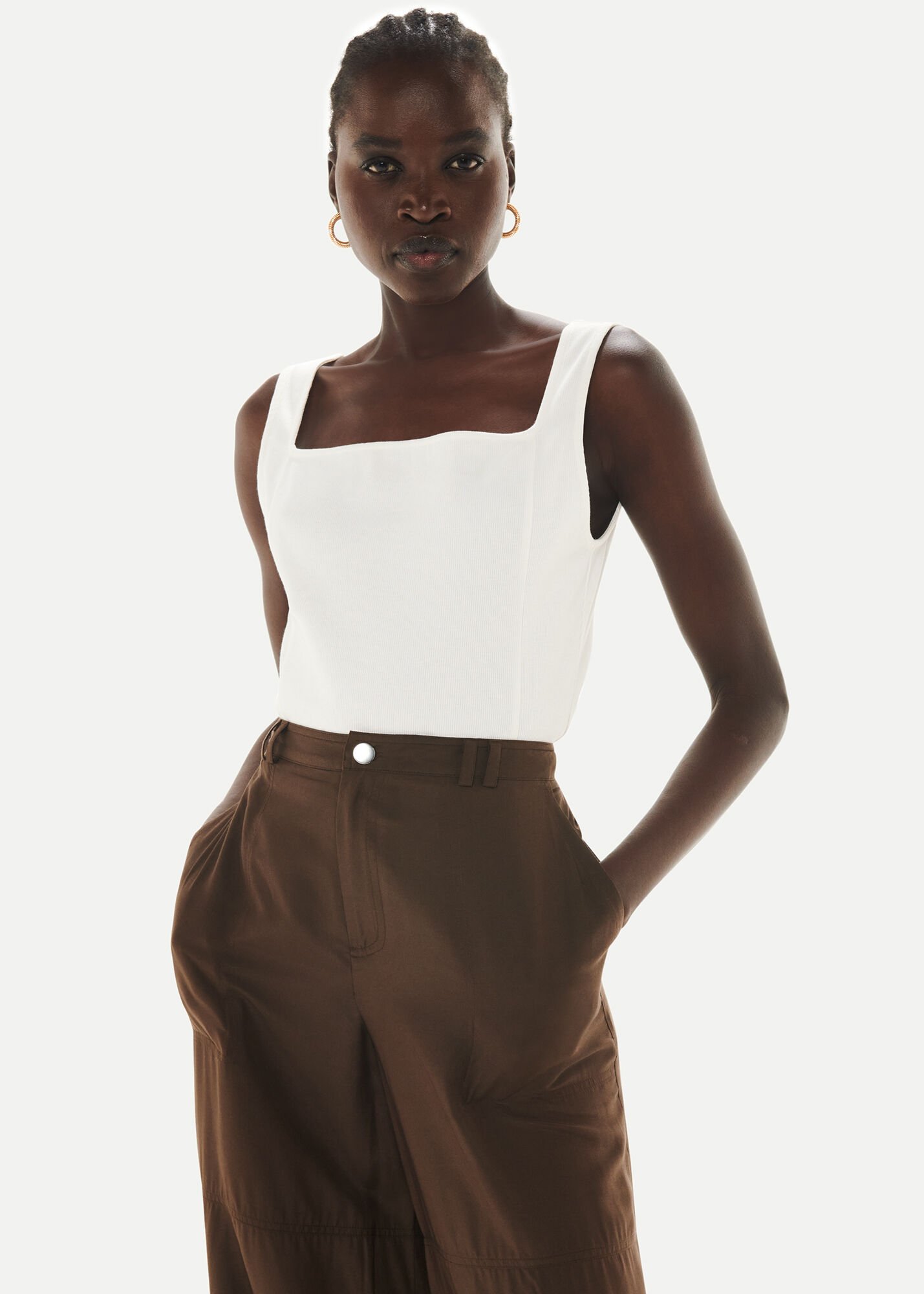 White Square Neck Tank | WHISTLES | Whistles UK