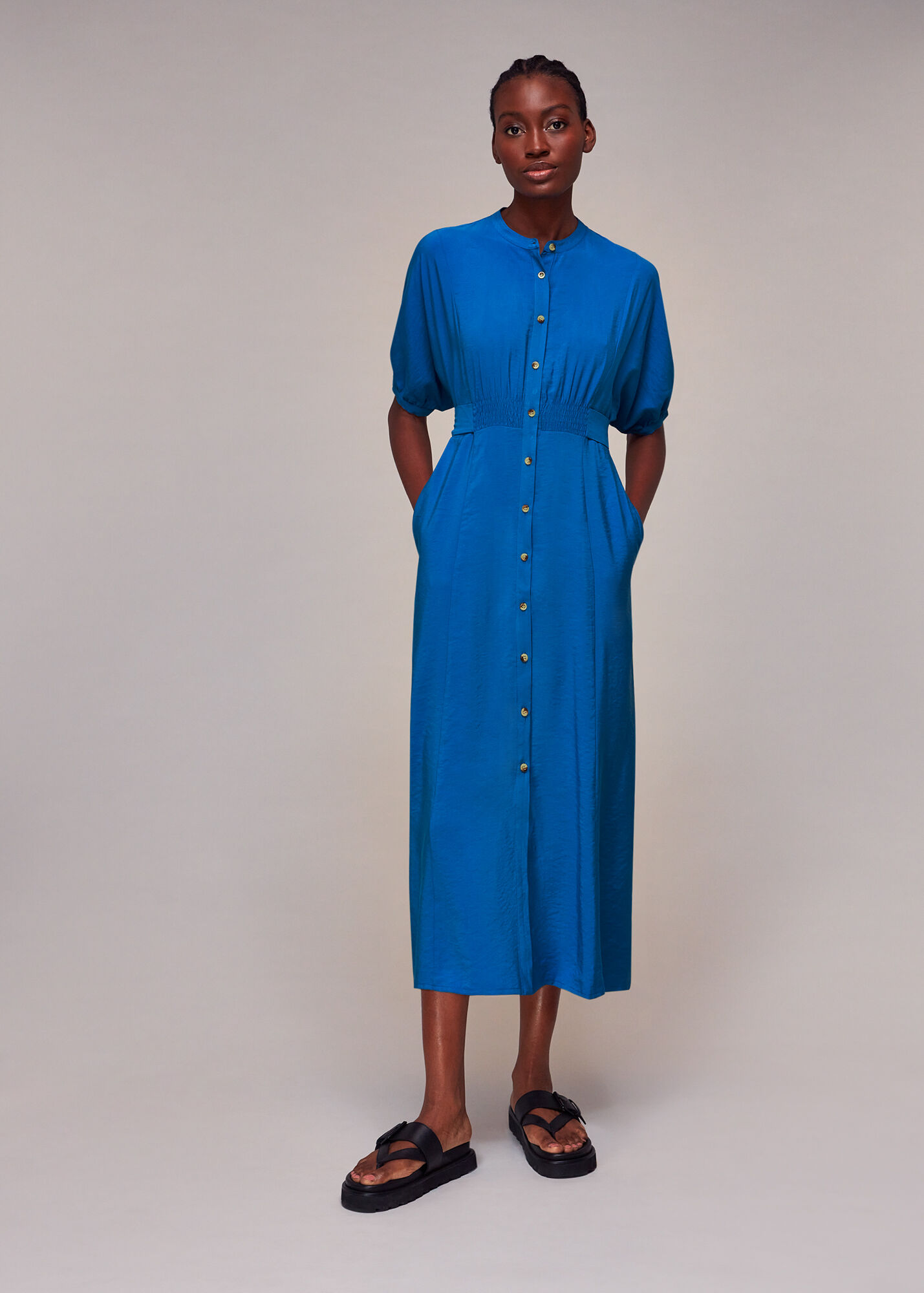 Blue Amber Midi Dress | WHISTLES | Whistles UK