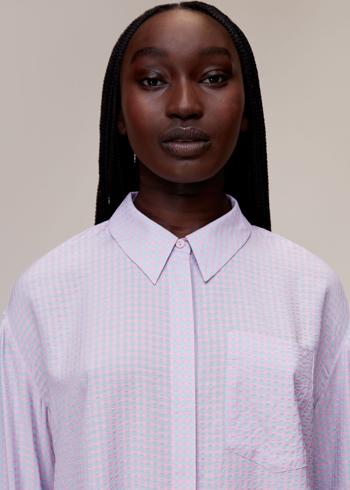 Pink/Multi Lily Gingham Shirt | WHISTLES | Whistles UK